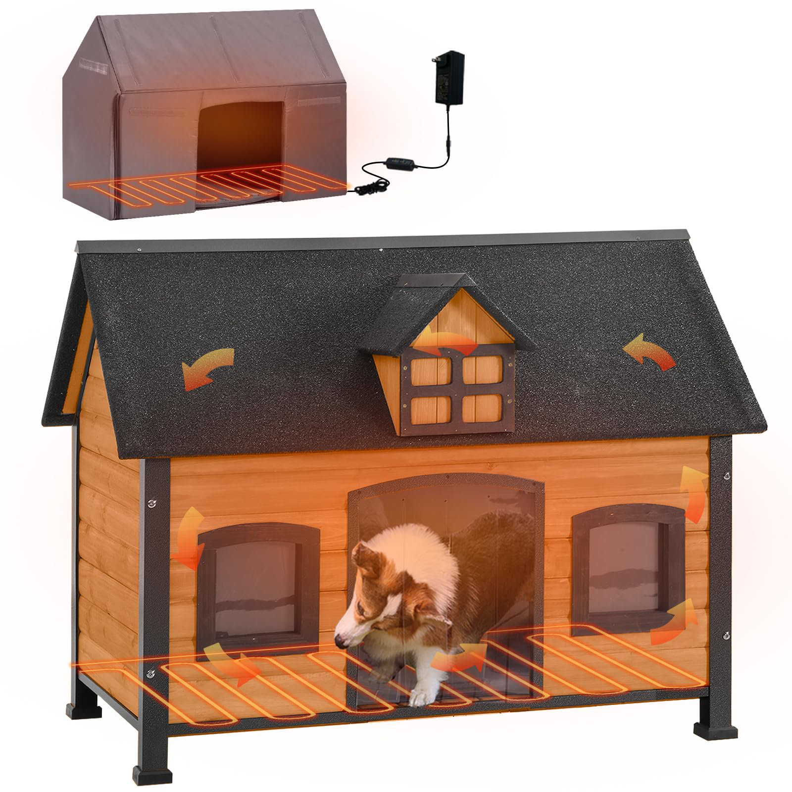 Archie & Oscar™ Outdoor Heated Dog House With Anti-bite Metal Frame ...