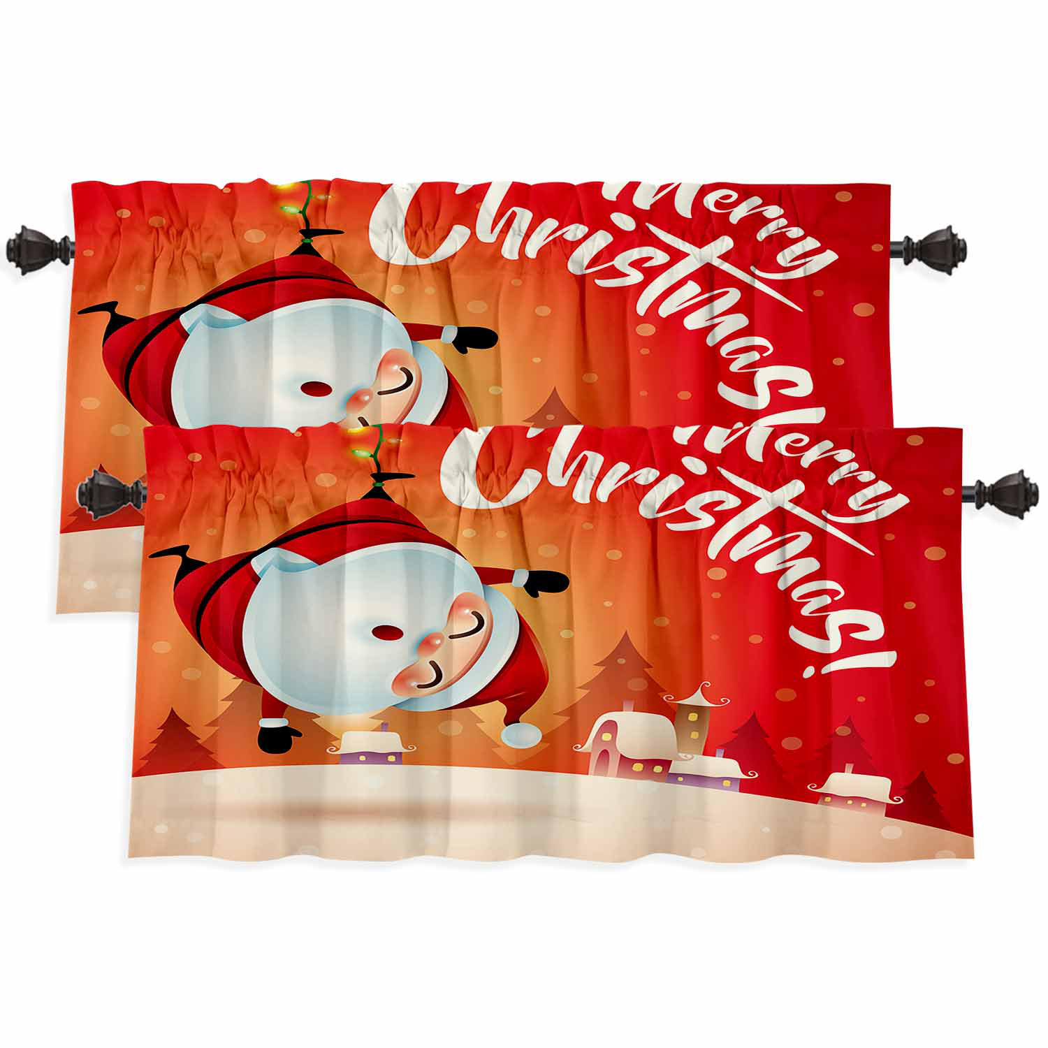 Ophelia & Co. Clear 52"W Merry Christmas Santa Claus Snow Scene Window ...