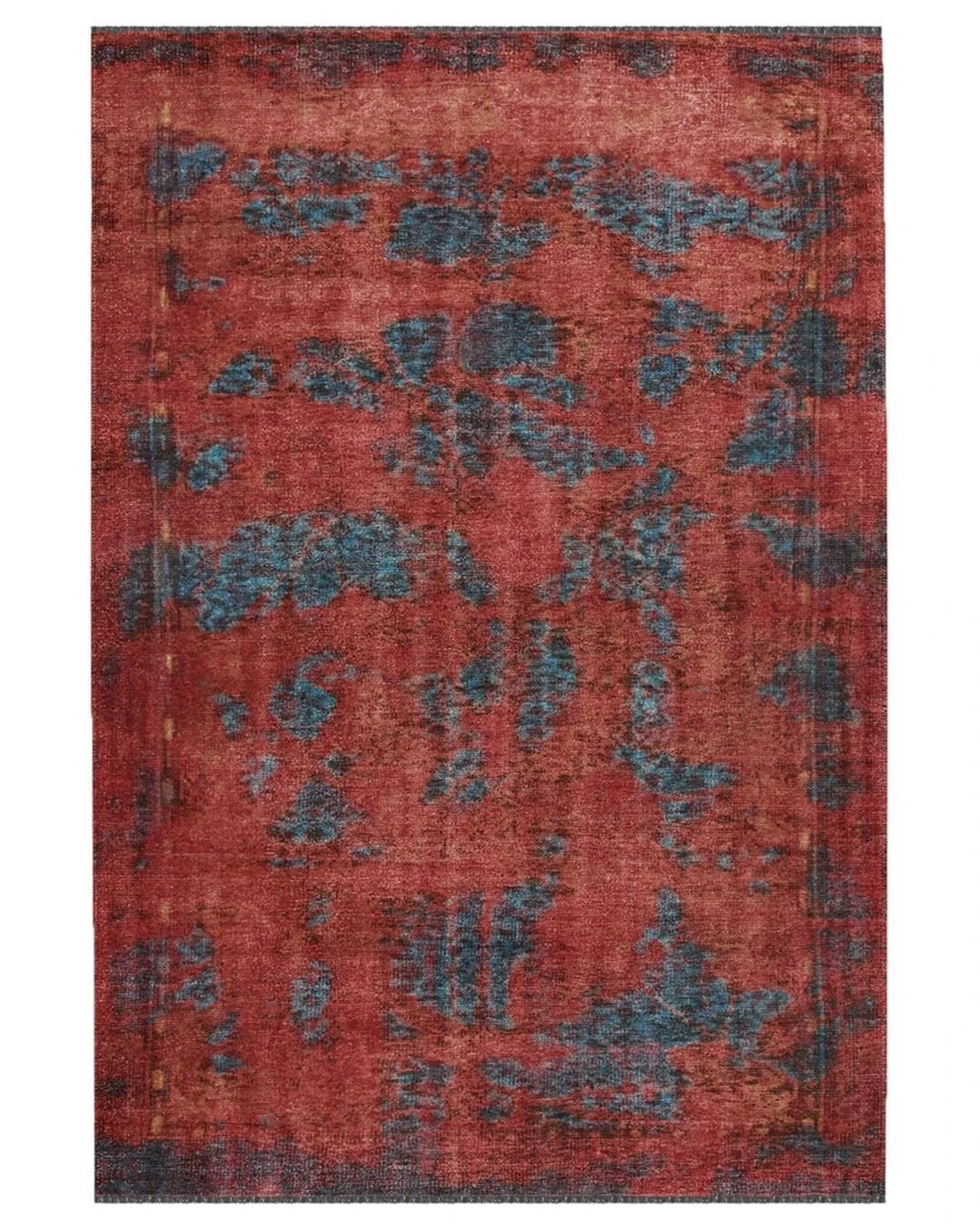 Dakota Fields Cece Oriental Red Blue Machine Woven Cotton Polyester ...