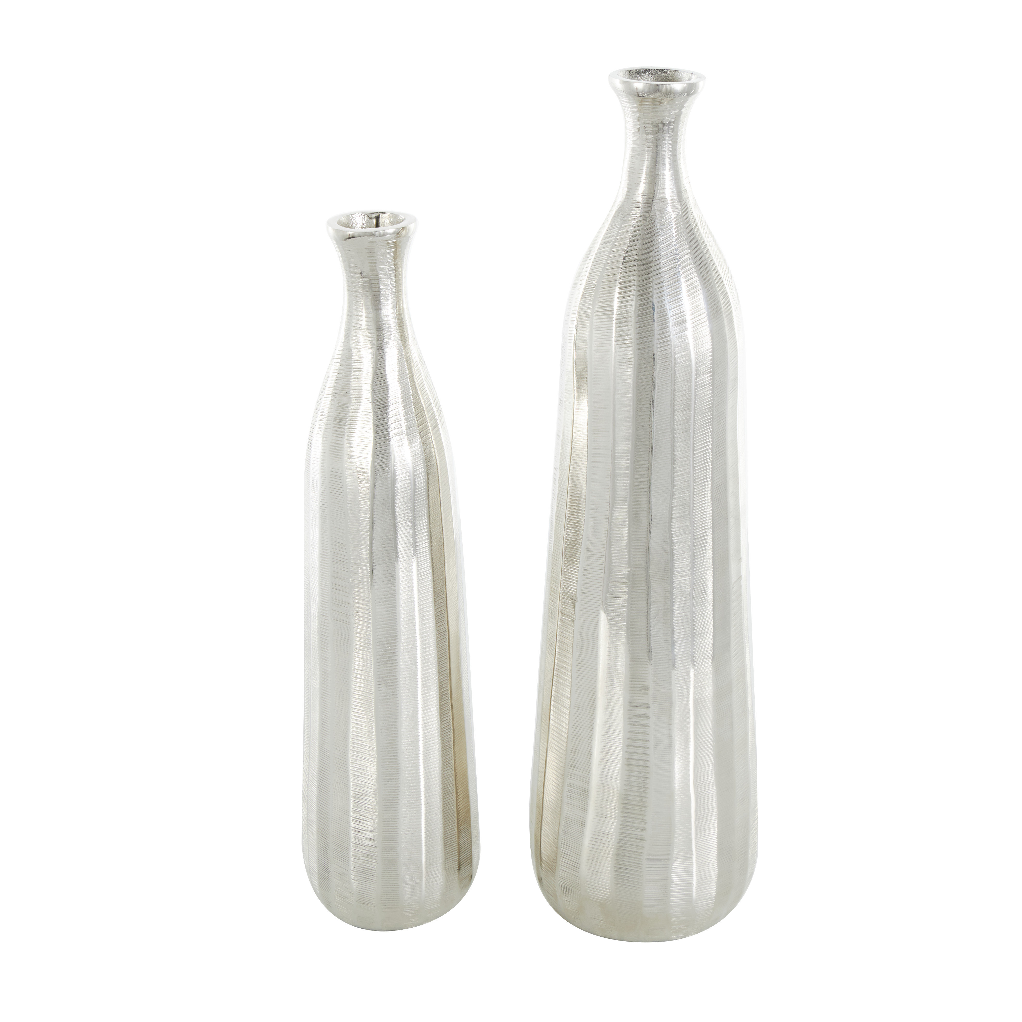 Mercer41 Ingetrud Aluminum Metal Decorative Silver Vase with Wavy ...