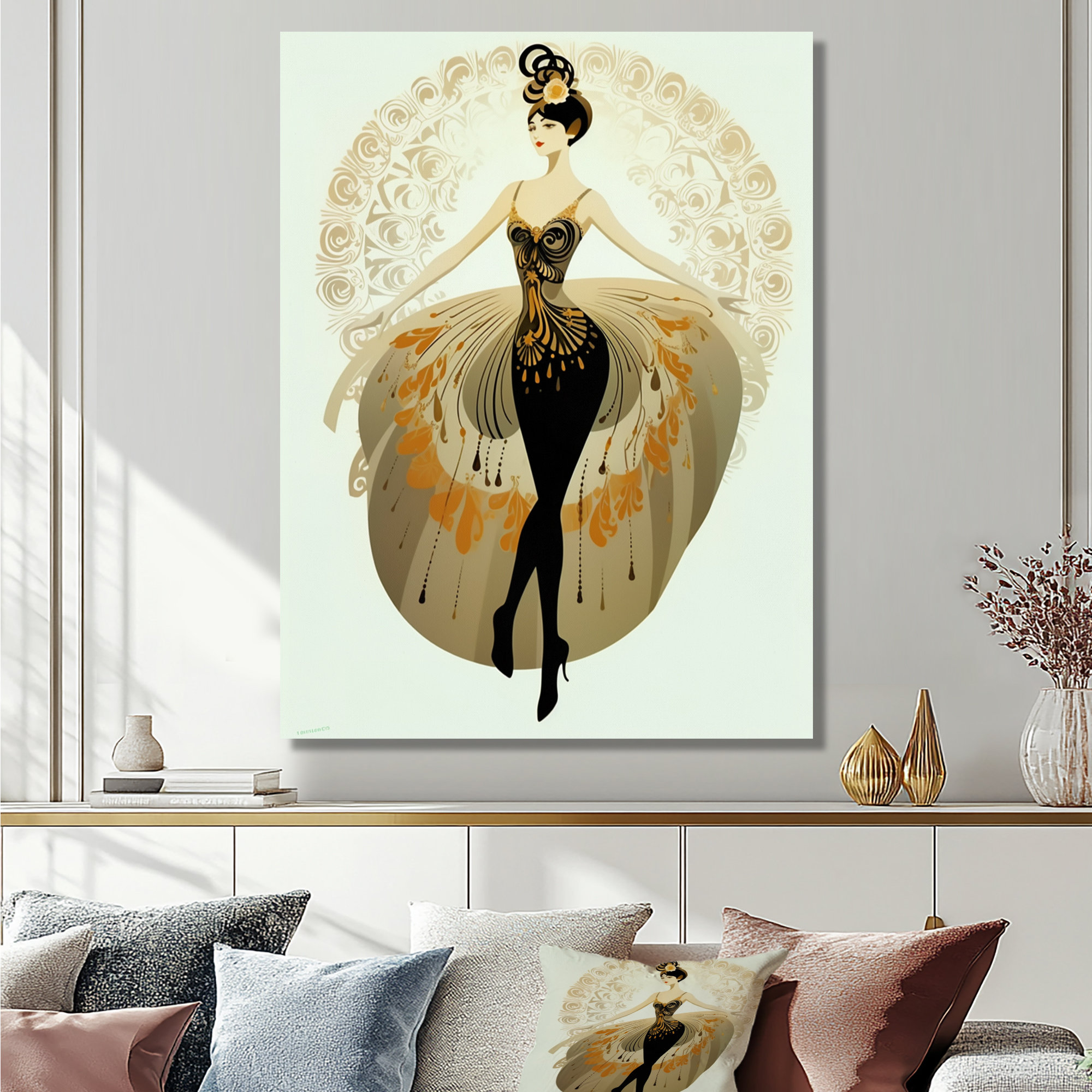Winston Porter 20'S Dancer With Peacock Dress - Modern Woman Wall Art ...