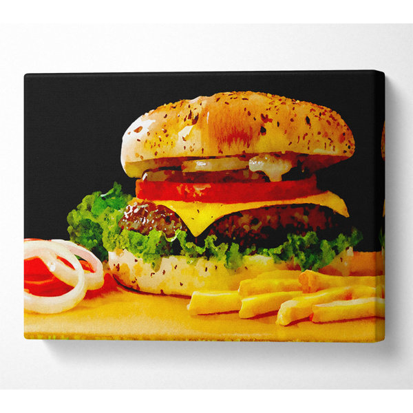 Latitude Run Burger And Fries - Wrapped Canvas Art Prints | Wayfair.co.uk