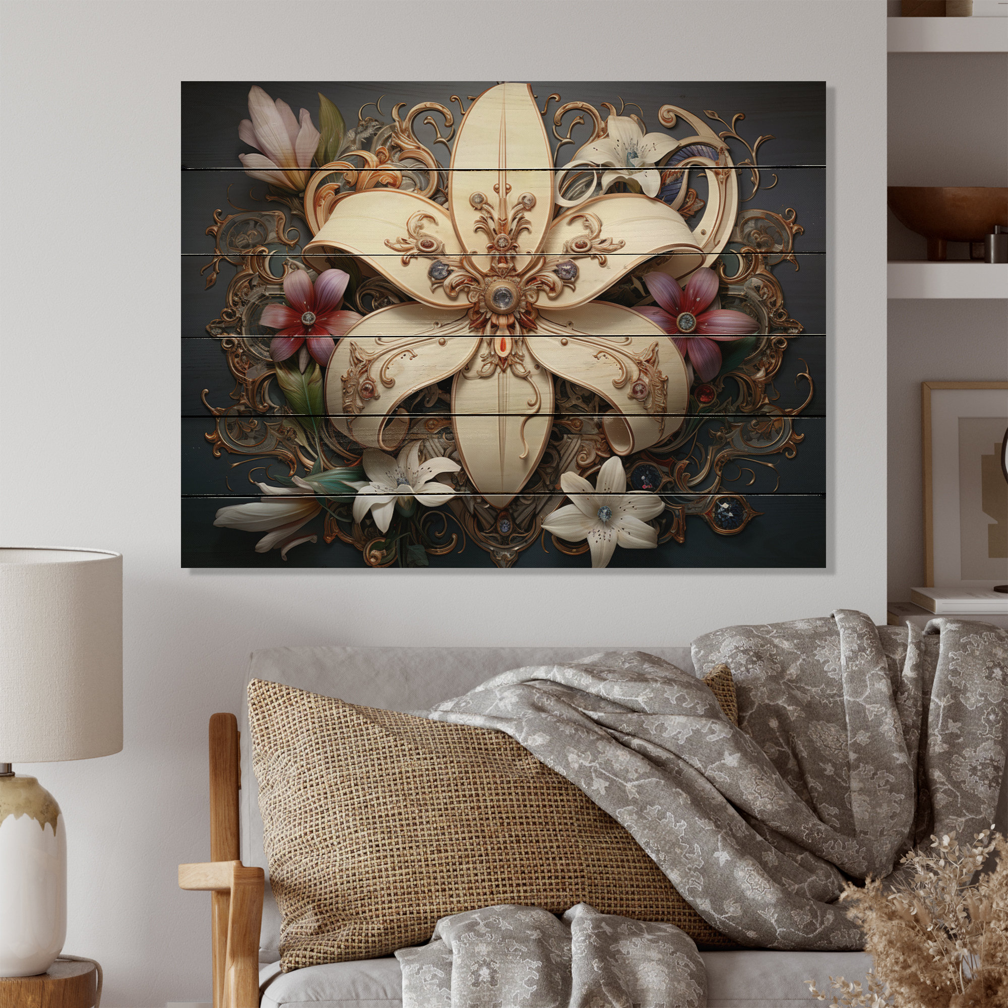 Red Barrel Studio® Fleur-De-Lis A Stylized Lilly Flower I On Wood Print ...