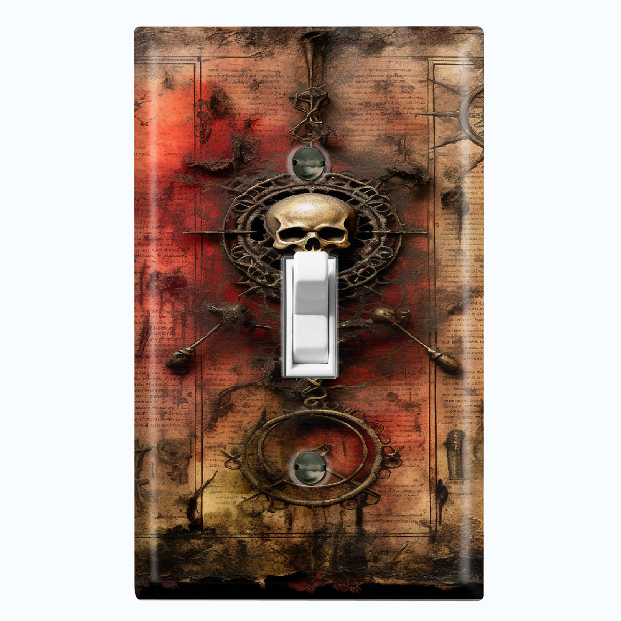WorldAcc Metal Light Switch Plate Outlet Cover (Skull Map Voyage Biege ...