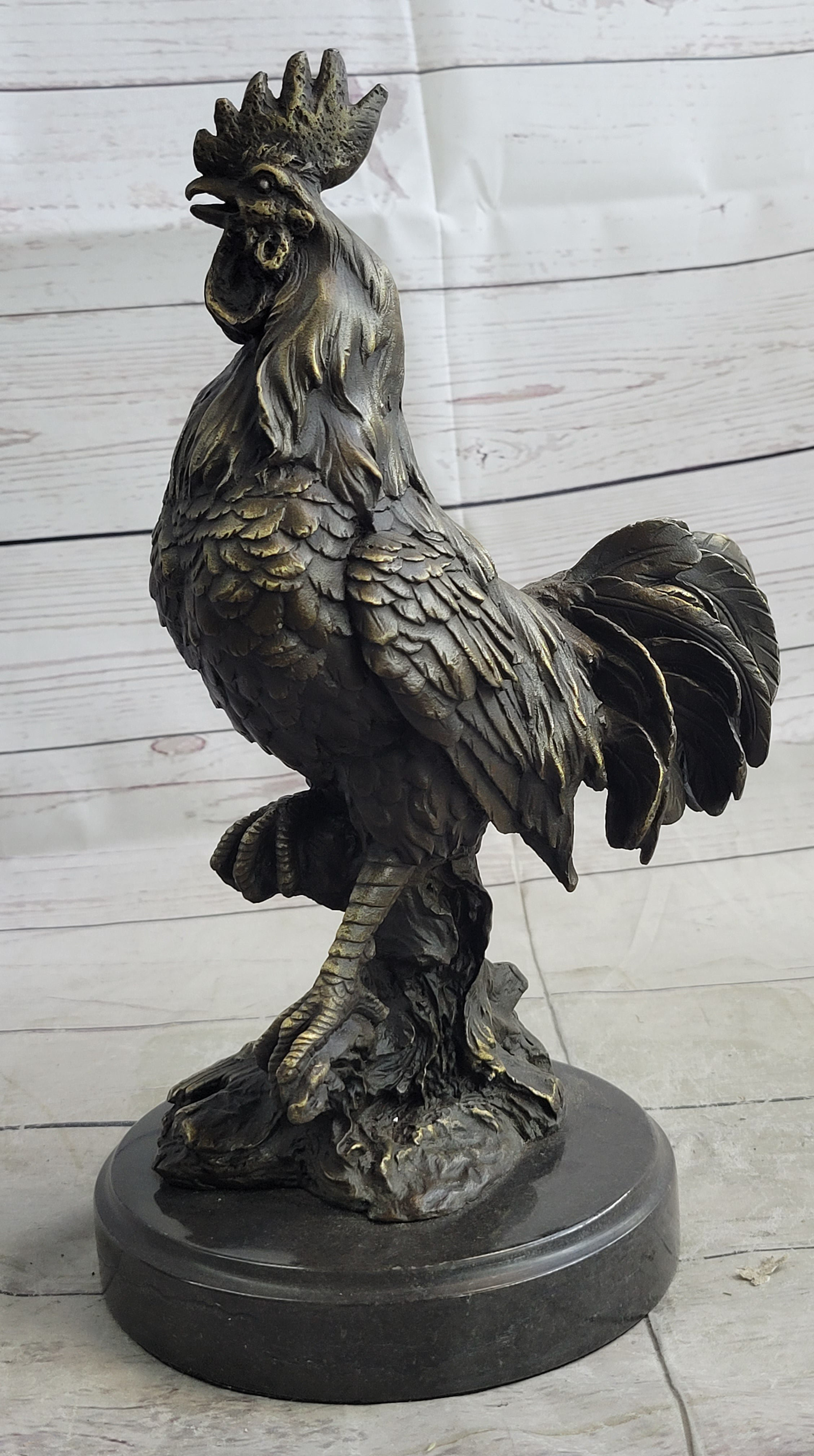 Rosalind Wheeler Rooster Chicken Farm Bronze Sculpture Statue Figure on ...