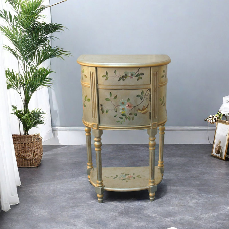 Ruthber Solutions Half-Moon Cabinet with Hand-Painted Accents | Wayfair