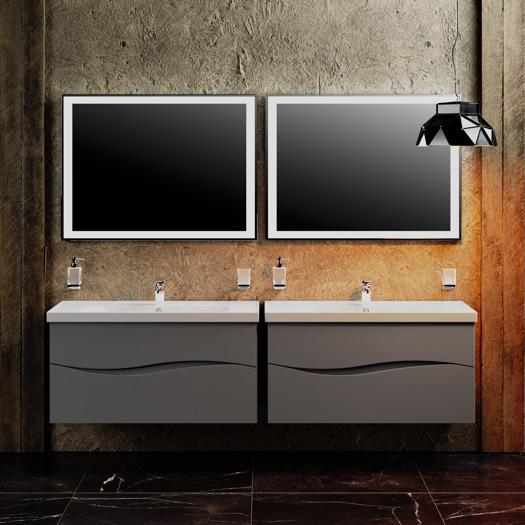 Orren Ellis Modern Wall Mounted Bathroom Vanity With Washbasin | Wave ...