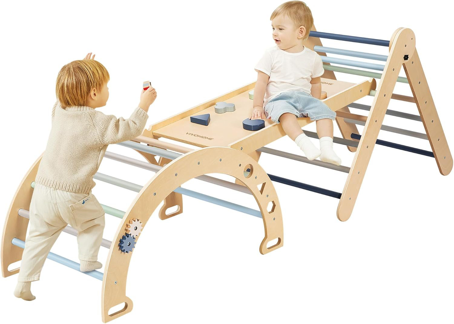 VIVOHOME 8 In 1 Pikler Triangle Set Wooden Climber & Reviews | Wayfair