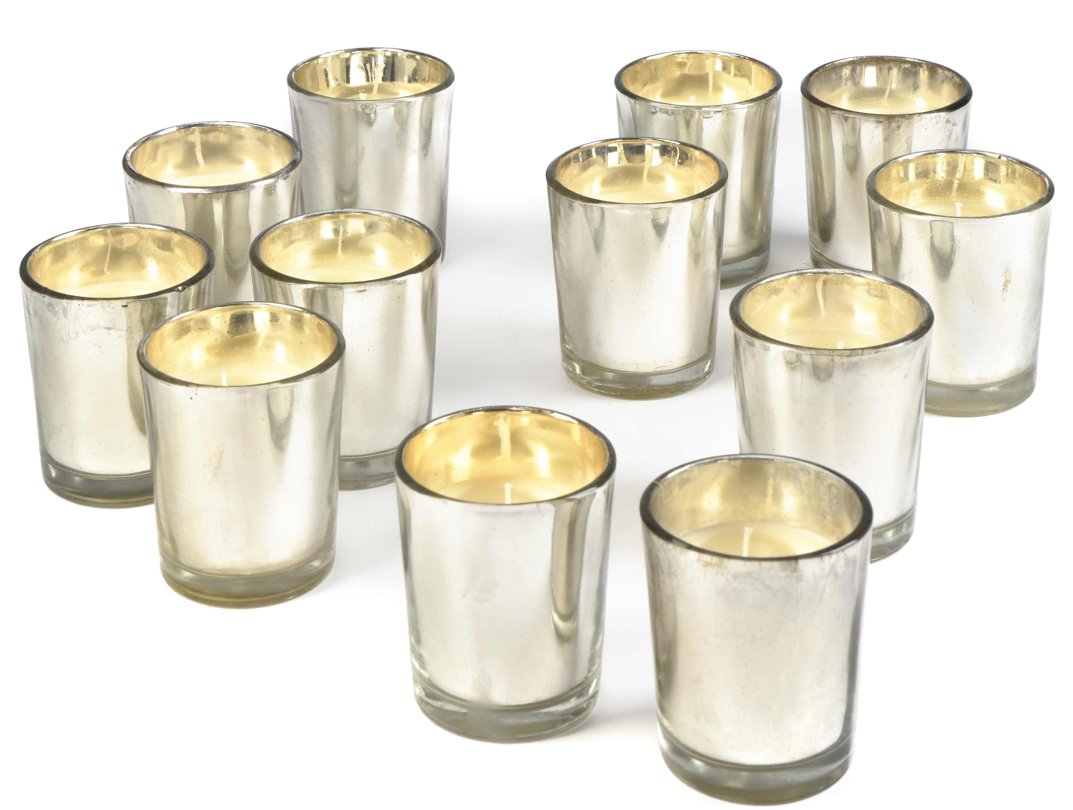 Winston Porter 12 Piece Prefilled Small Glass Votive Set | Wayfair