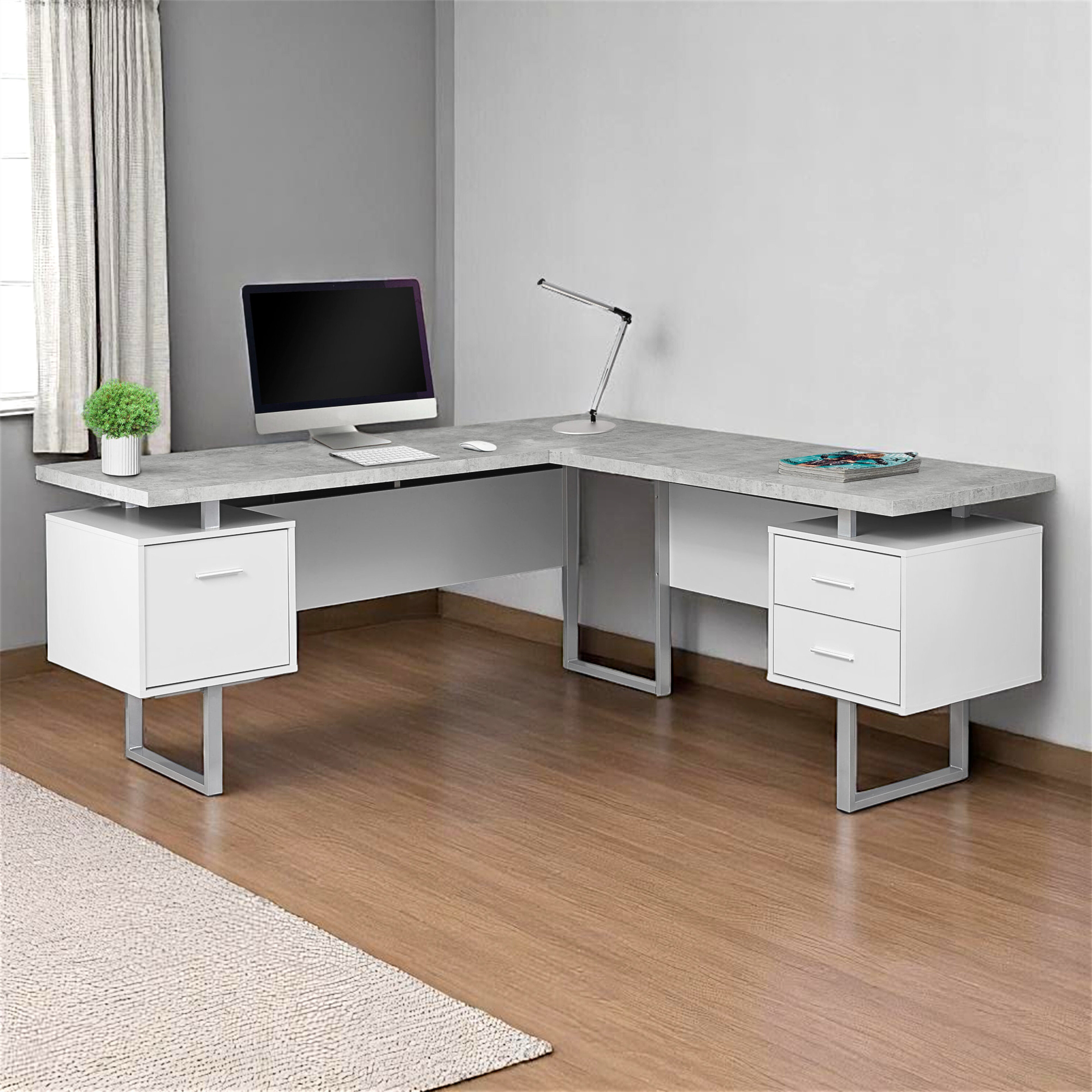 Latitude Run® Accent Corner L Shape Modern Computer Desk | Wayfair