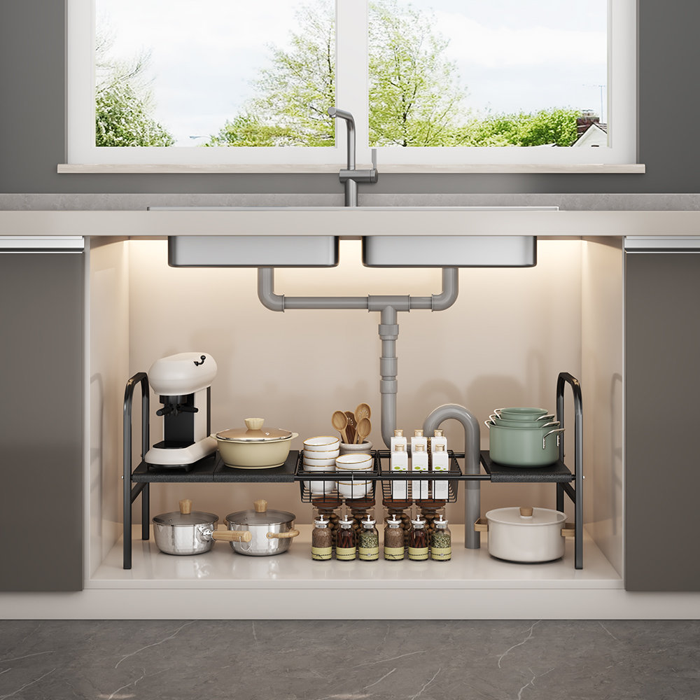 DAYAO Under Sink Organizers, Expandable Cabinet Shelf Organizer With 3 ...