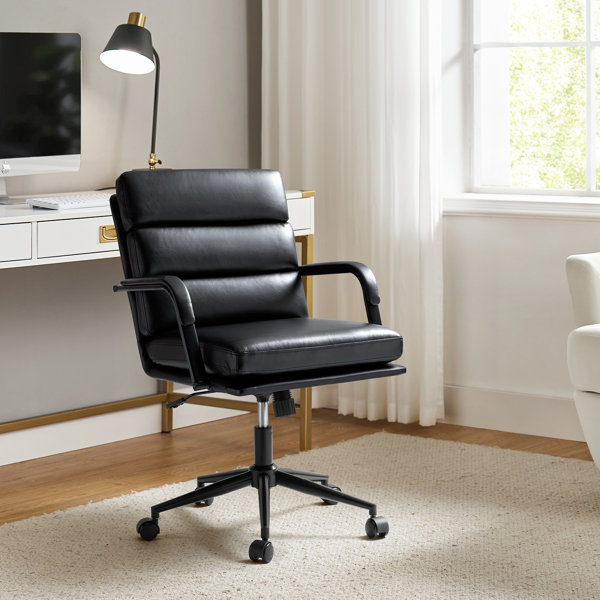 Wade Logan® Anagrace Leather Upholstered Swivel Tilt Task Office Chair ...