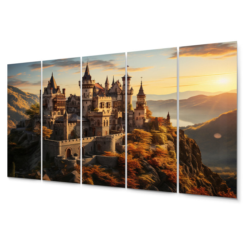 Design Art Castles Golden Glow Warm - Architecture Metal Wall Decor Set ...