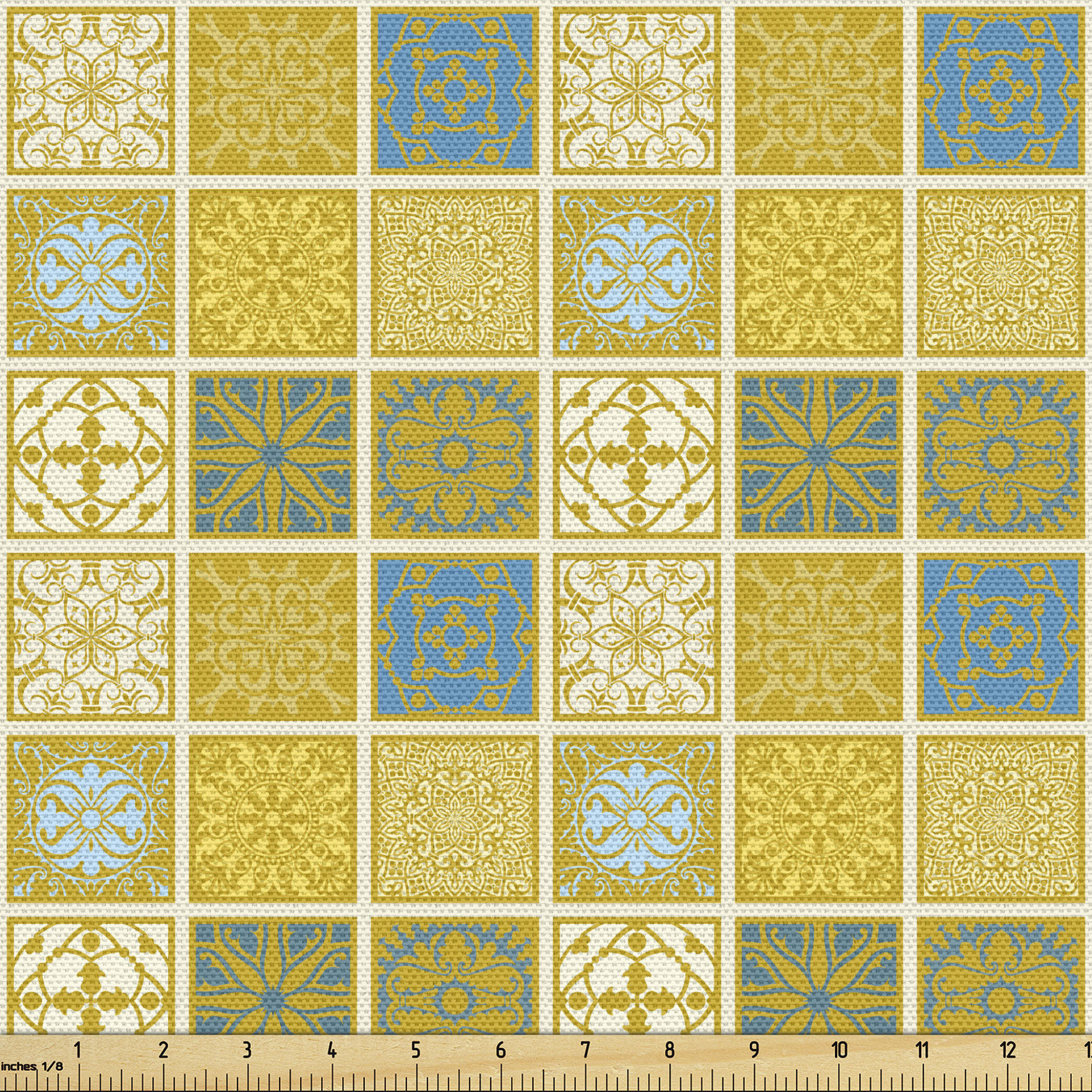 Latitude Vive Faversham Different Folkloric Ornamental Squares Fabric ...