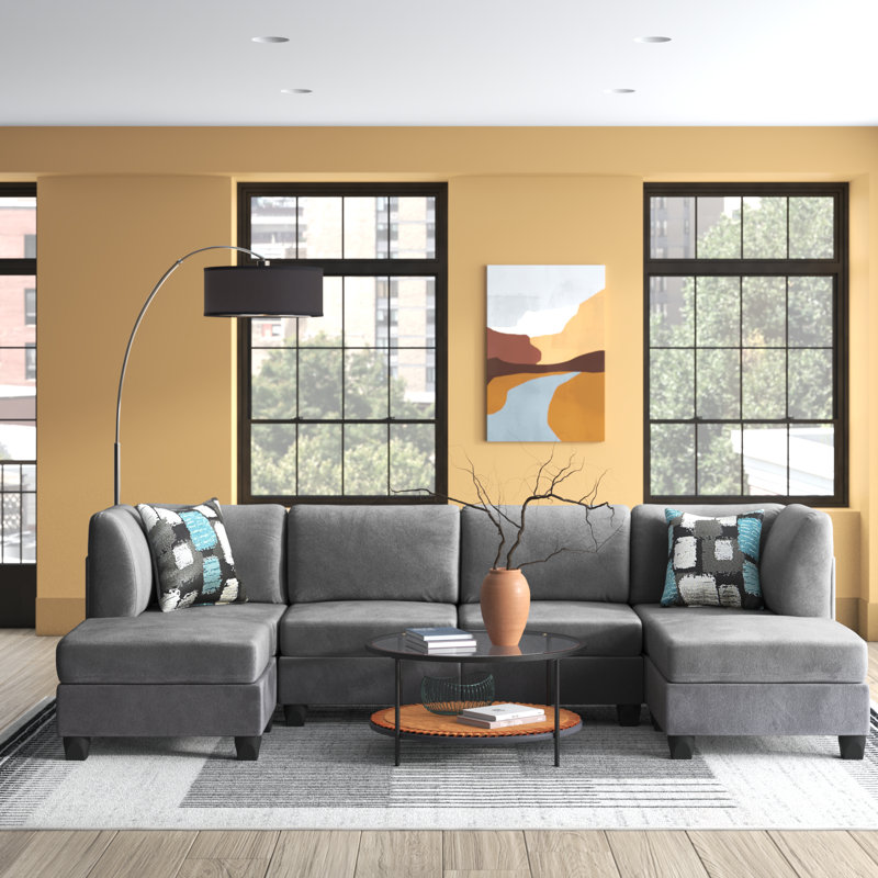 Wade Logan® Atherine 120" Wide Modular Corner Sectional with Ottoman ...