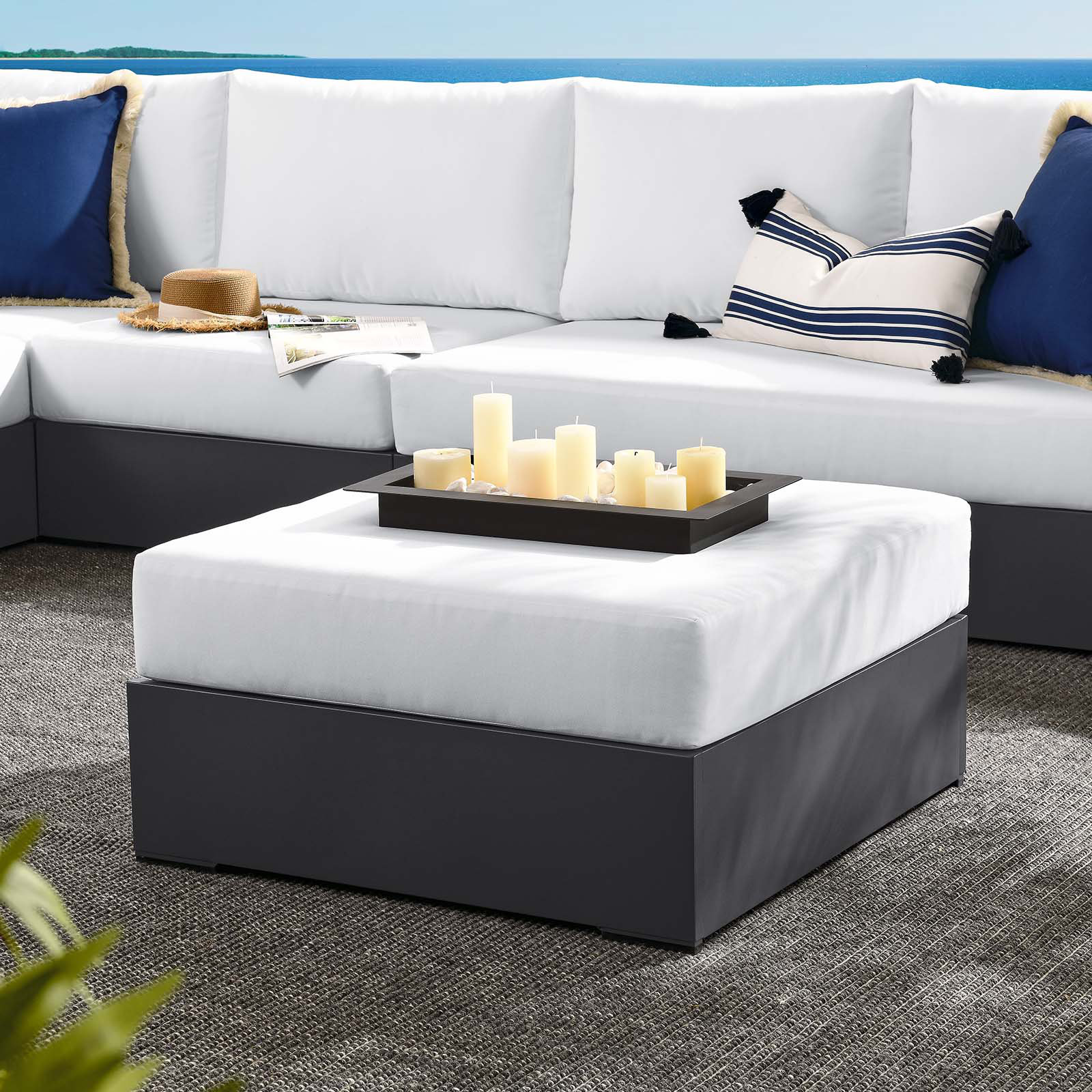 Modway Tahoe Metal Outdoor Ottoman & Reviews | Wayfair
