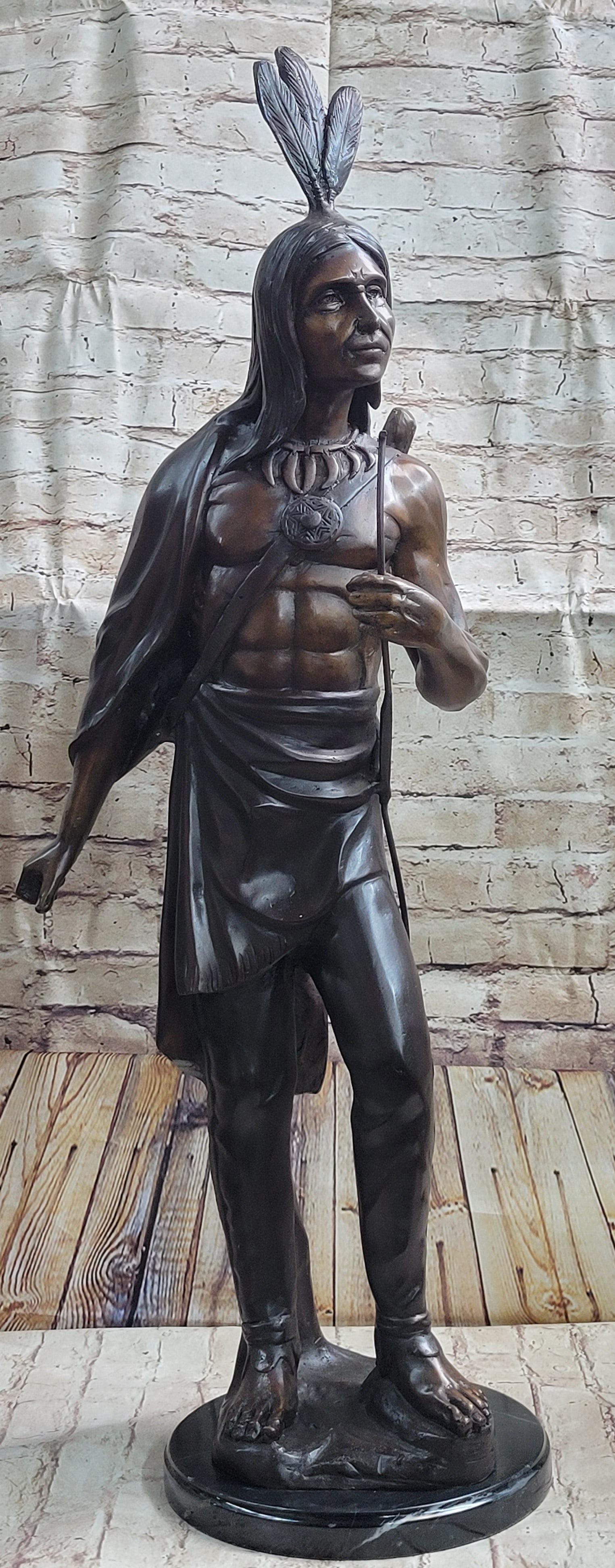 Canora Grey Tahlib Native American Indian Chief Hiawatha Bronze Statue ...