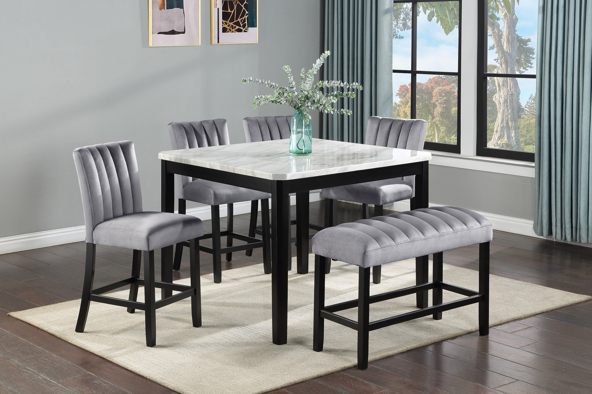 Wildon Home® 6-Piece Contemporary Counter Height Dining Set Square Faux ...