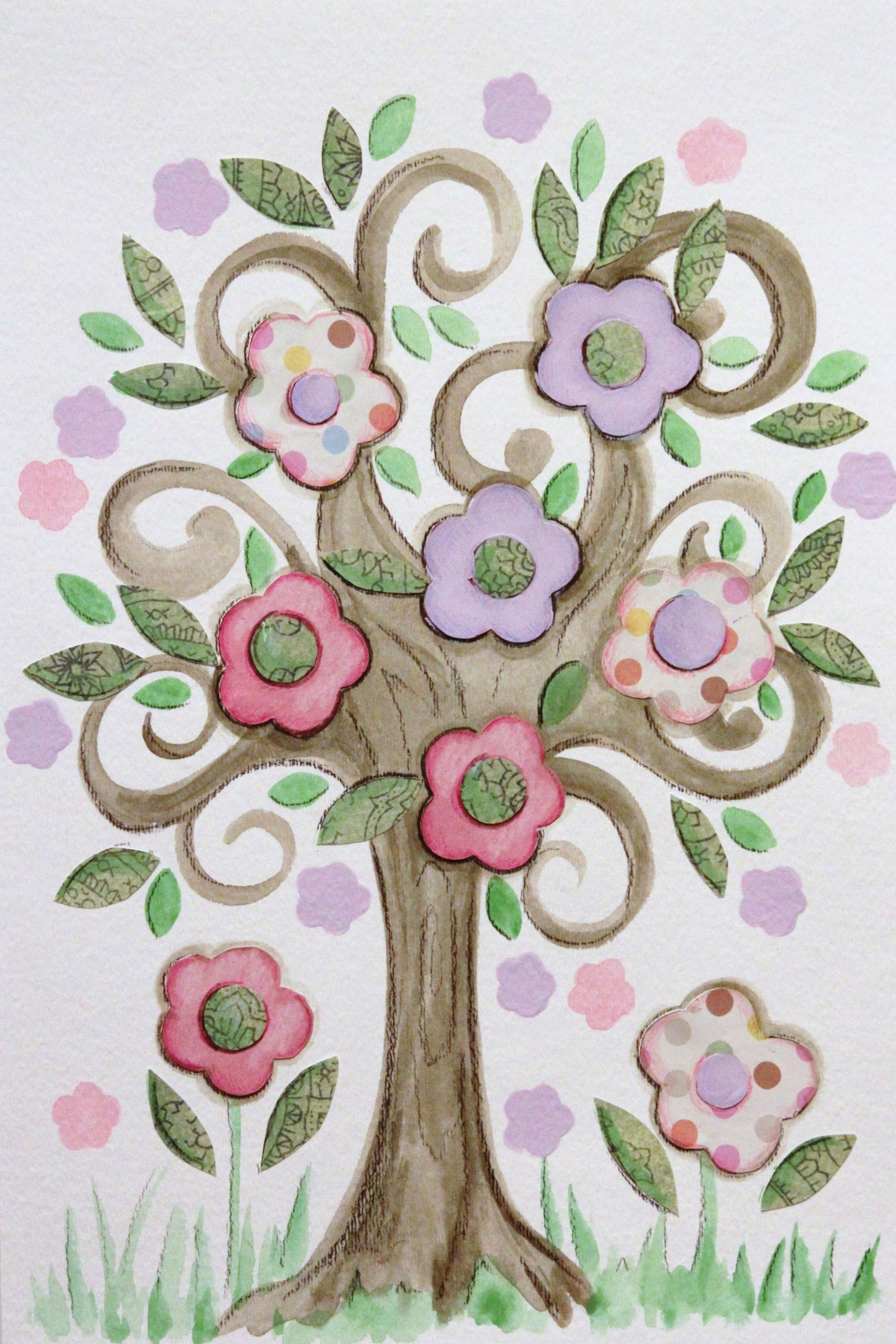 Marmont Hill "Collage Tree" by Reesa Qualia Painting Print on Wrapped ...