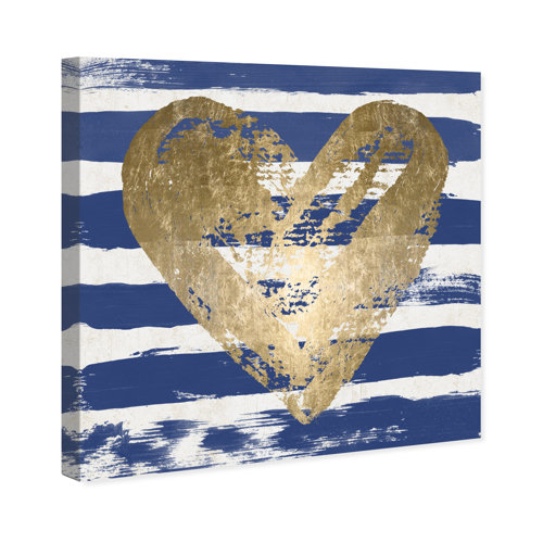 House of Hampton® 'My Navy Heart' Painting on Canvas | Wayfair