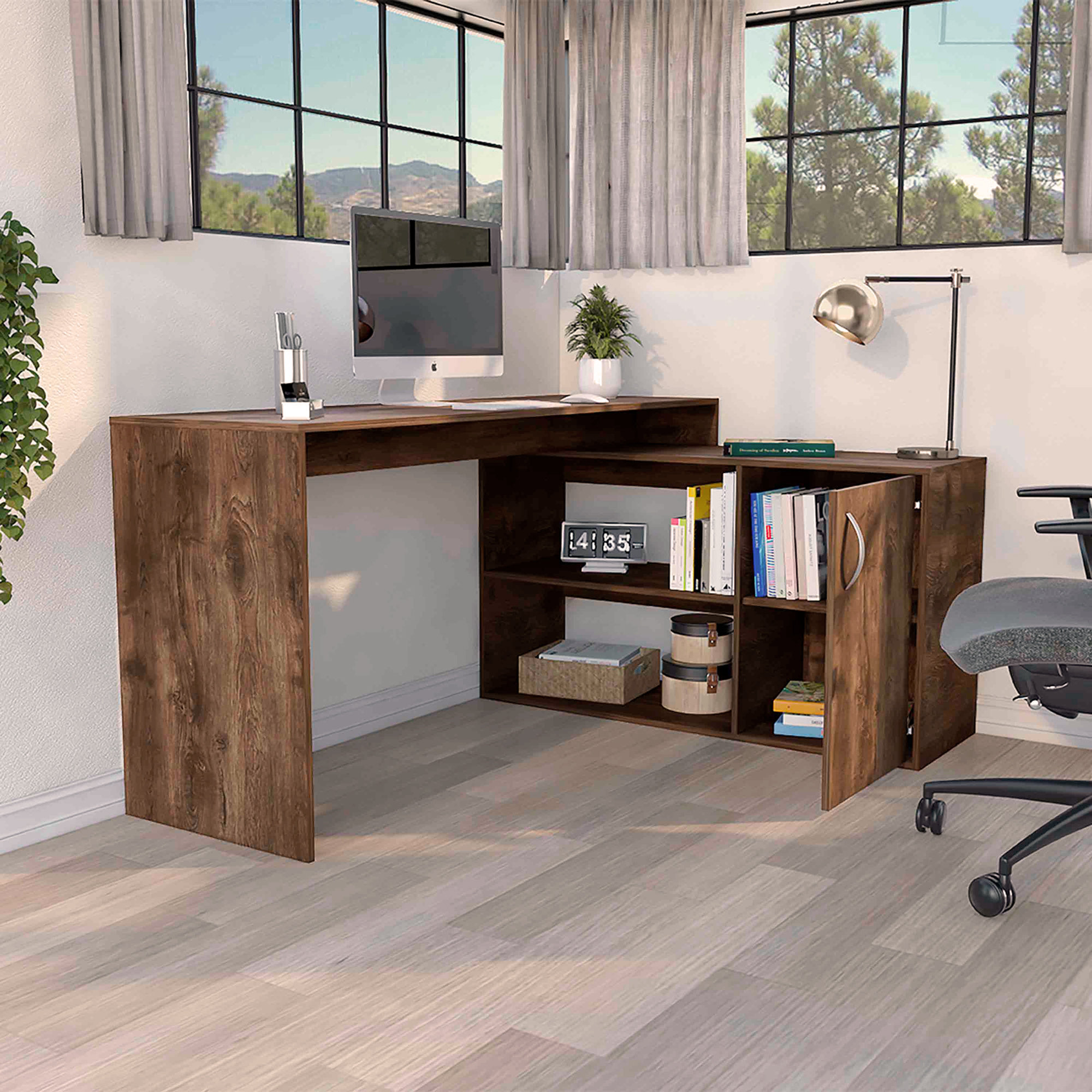 Millwood Pines Axis Modern L-Shaped Computer Desk with Open & Closed ...