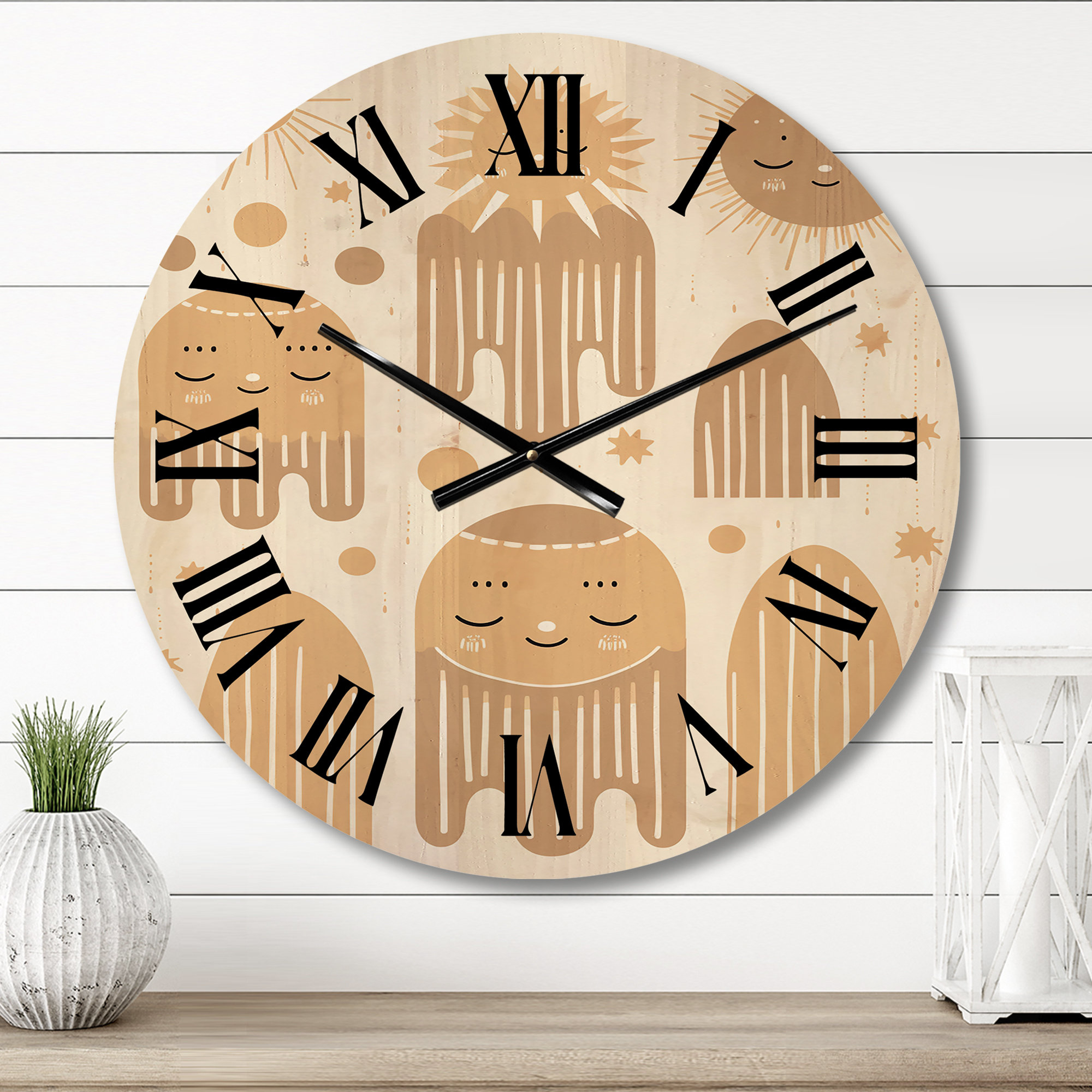 East Urban Home Boho Dreamtime Moon and Clouds III - Modern Geometric ...