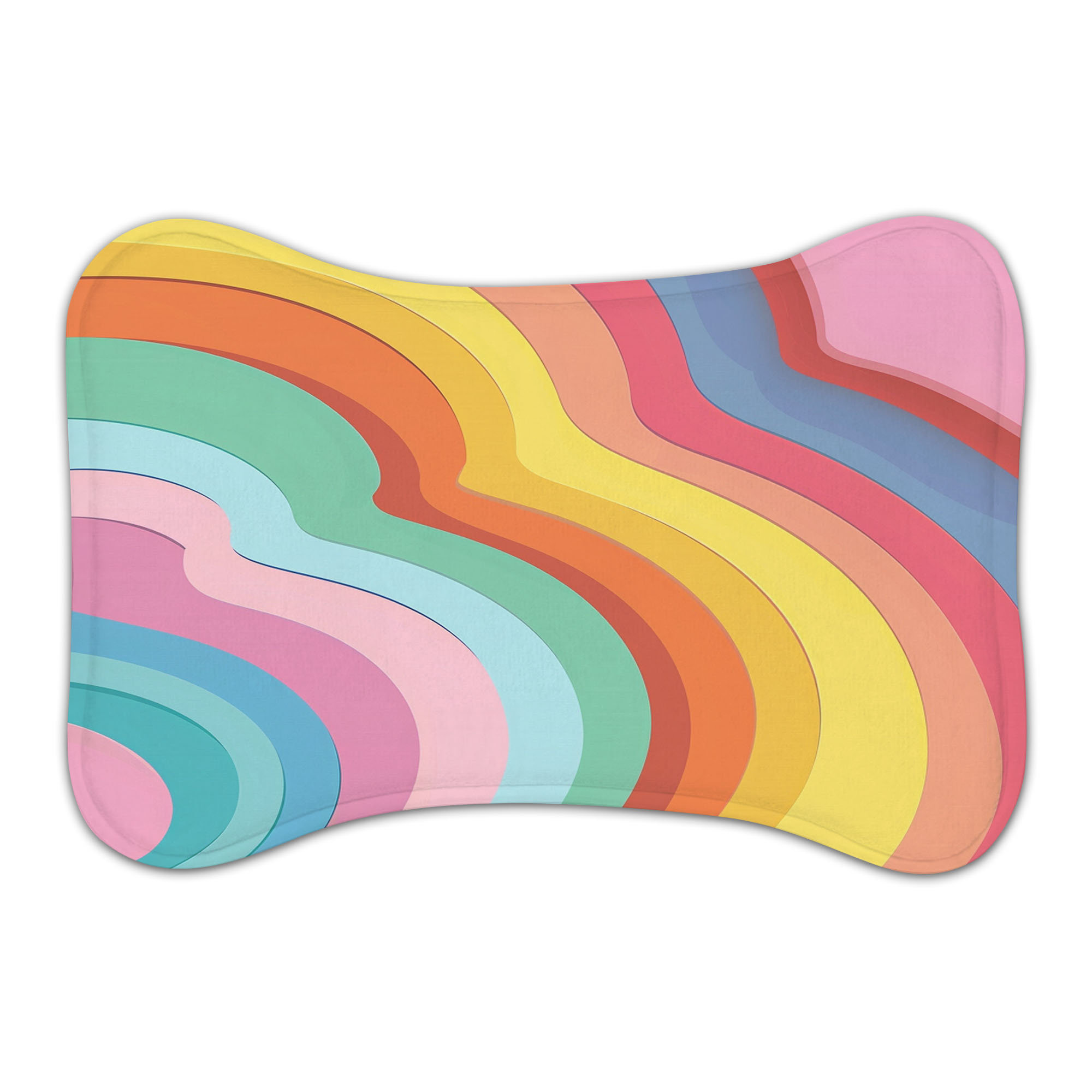 MentionedYou Psychedelic Wave Art - 1 Piece Bone Shape Feeding Mat ...