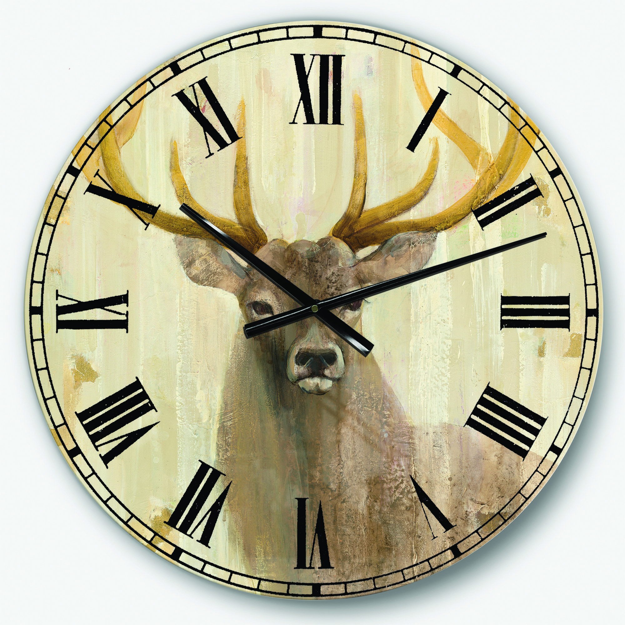 The Twillery Co.® Swigart Goldern Deer III - Farmhouse wall clock | Wayfair
