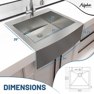 Alpha International Top Mount Apron Front 24" Farmhouse/Apron Kitchen ...