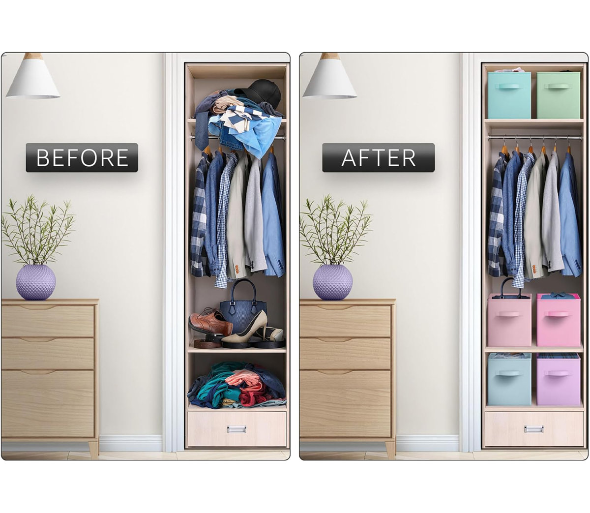 Sorbus 6 Pack 11" Foldable Storage Cubes with Handles in Multi Pastels ...