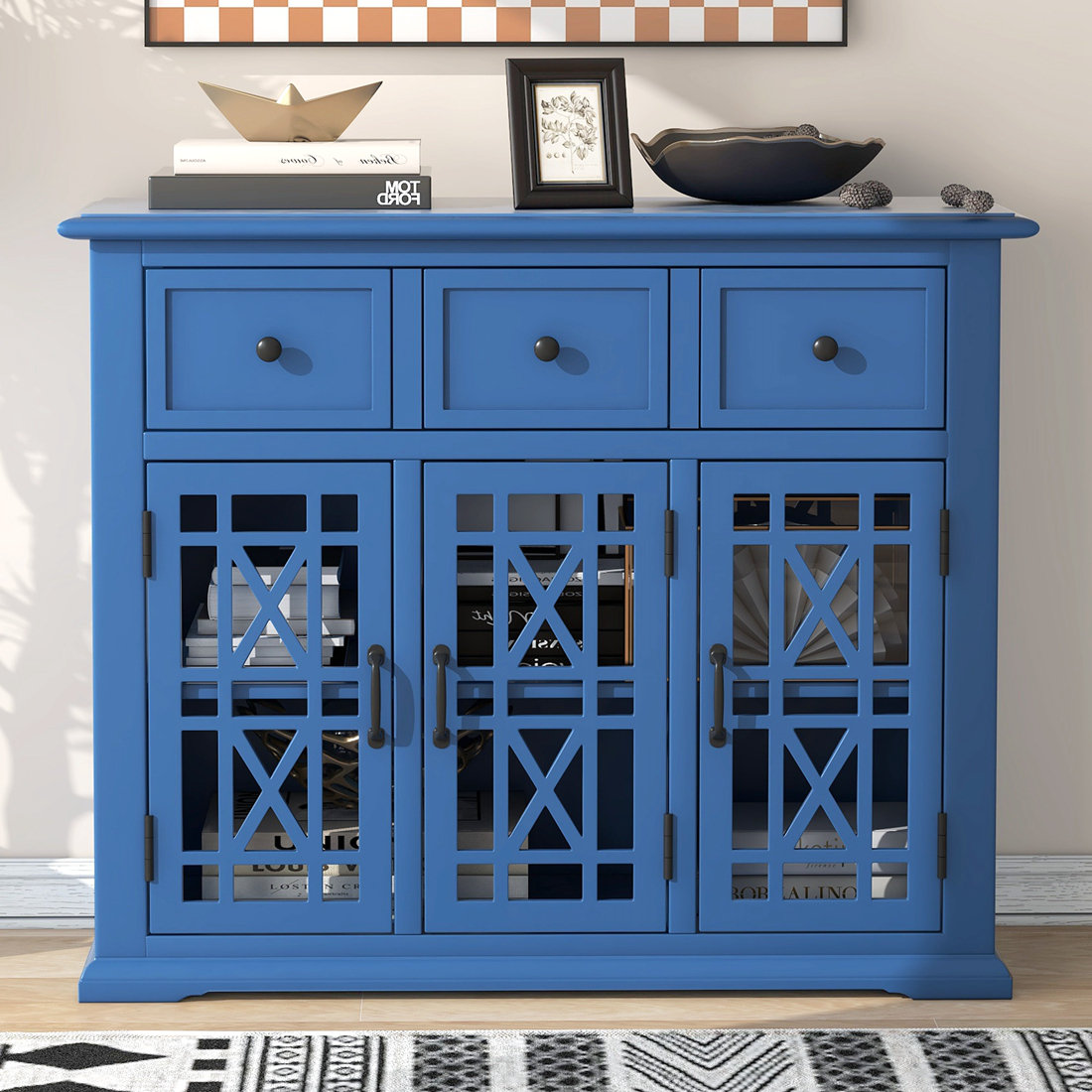 Longshore Tides Anacia Solid Wood 3 - Door Accent Cabinet | Wayfair
