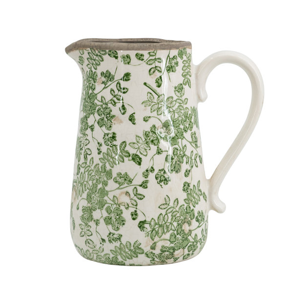 Winston Porter Flower Pitcher - Green/White | Wayfair