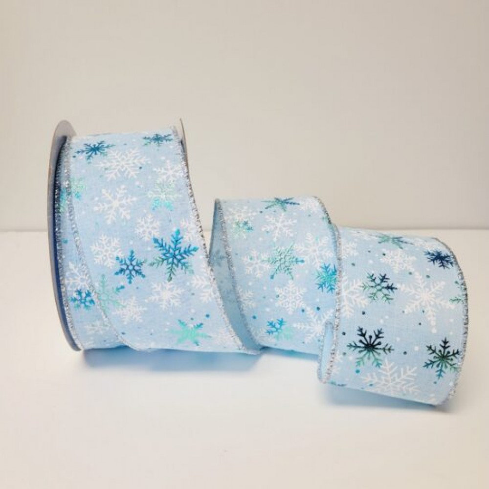 MDR Trading Inc. 25 Yards X 2.5″ Blue And White Snowflakes Ribbon | Wayfair