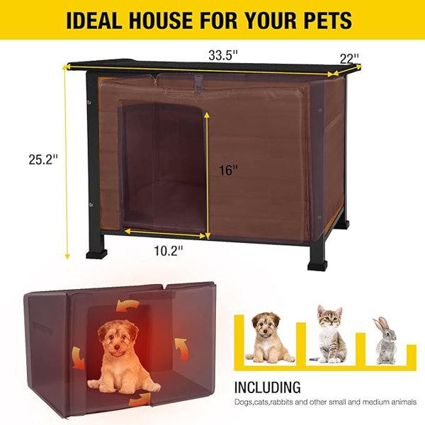 Tucker Murphy Pet™ Eastlyn Brown/Black Wood Insulated Liner Dog House ...
