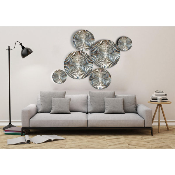 Everly Quinn 6 Piece Sunburst Decorative Metal Sculpture Wall Décor Set ...