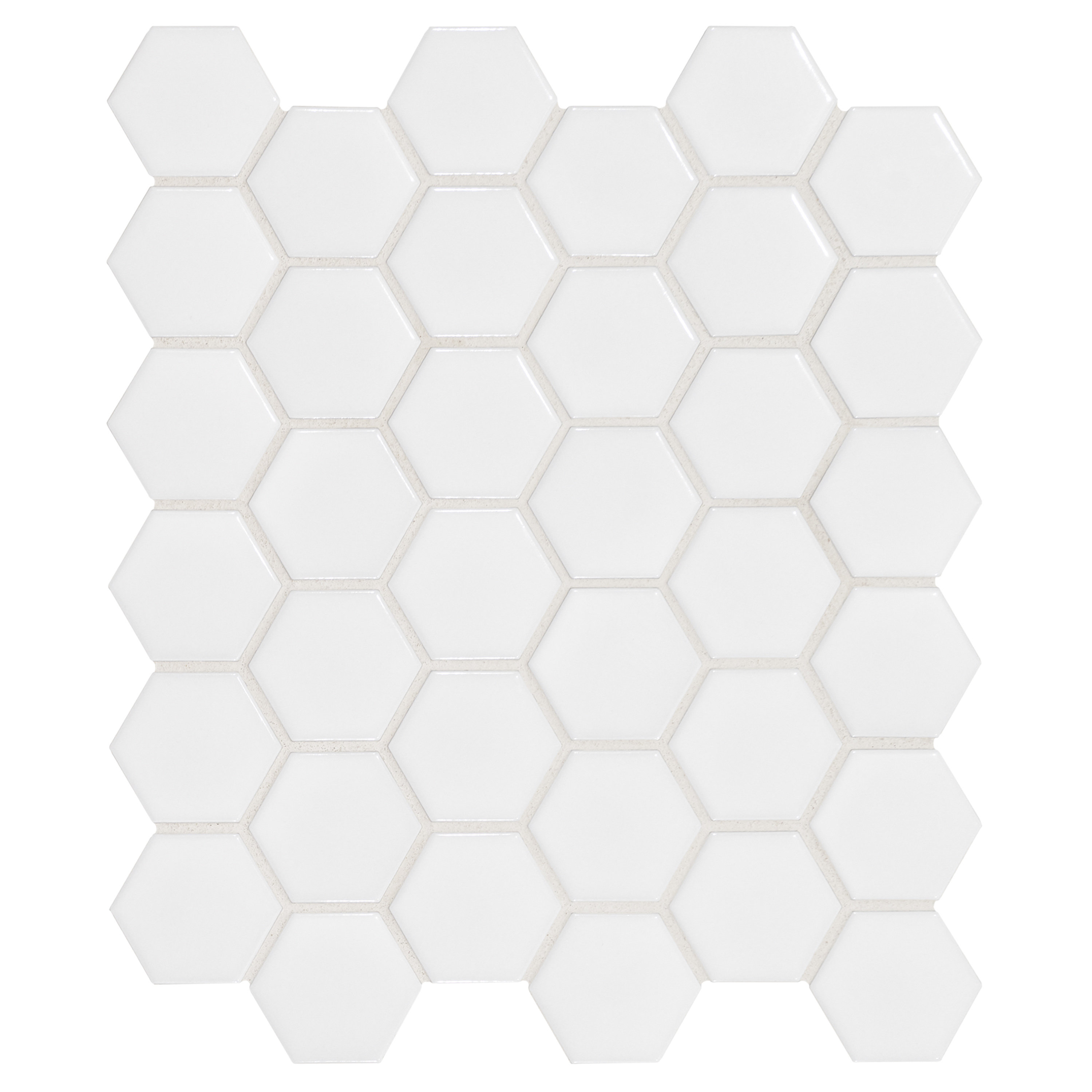 Ackland Silica White Hexagon 11 in. x 13 in. Matte Porcelain Mosaic ...