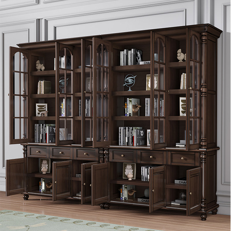 Parttlion Chinese style storage cabinet glass door bookcase | Wayfair