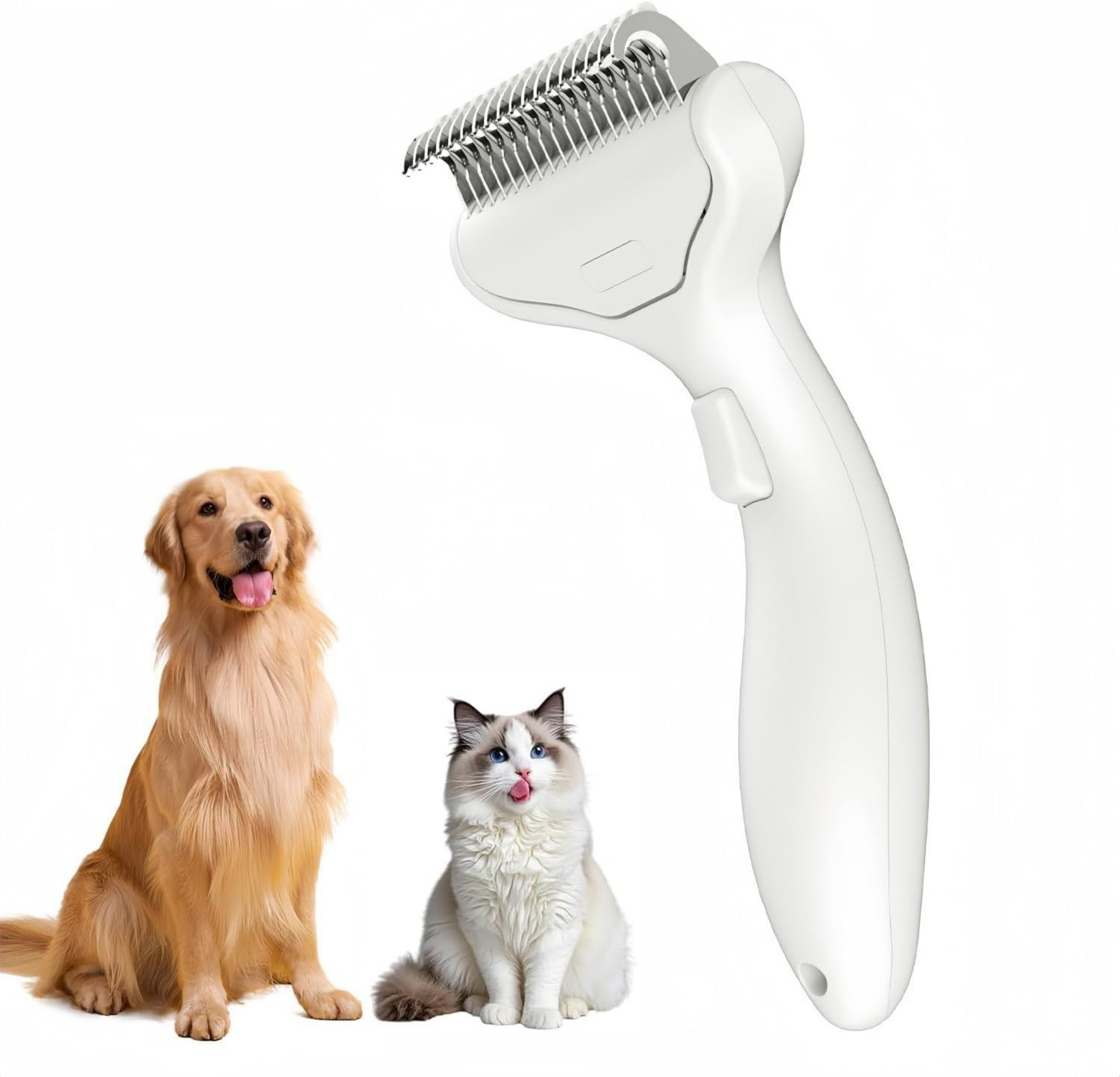 HIBAMSTOR Undercoat Rake For Dogs & Cats, Deshedding Brush For Long ...