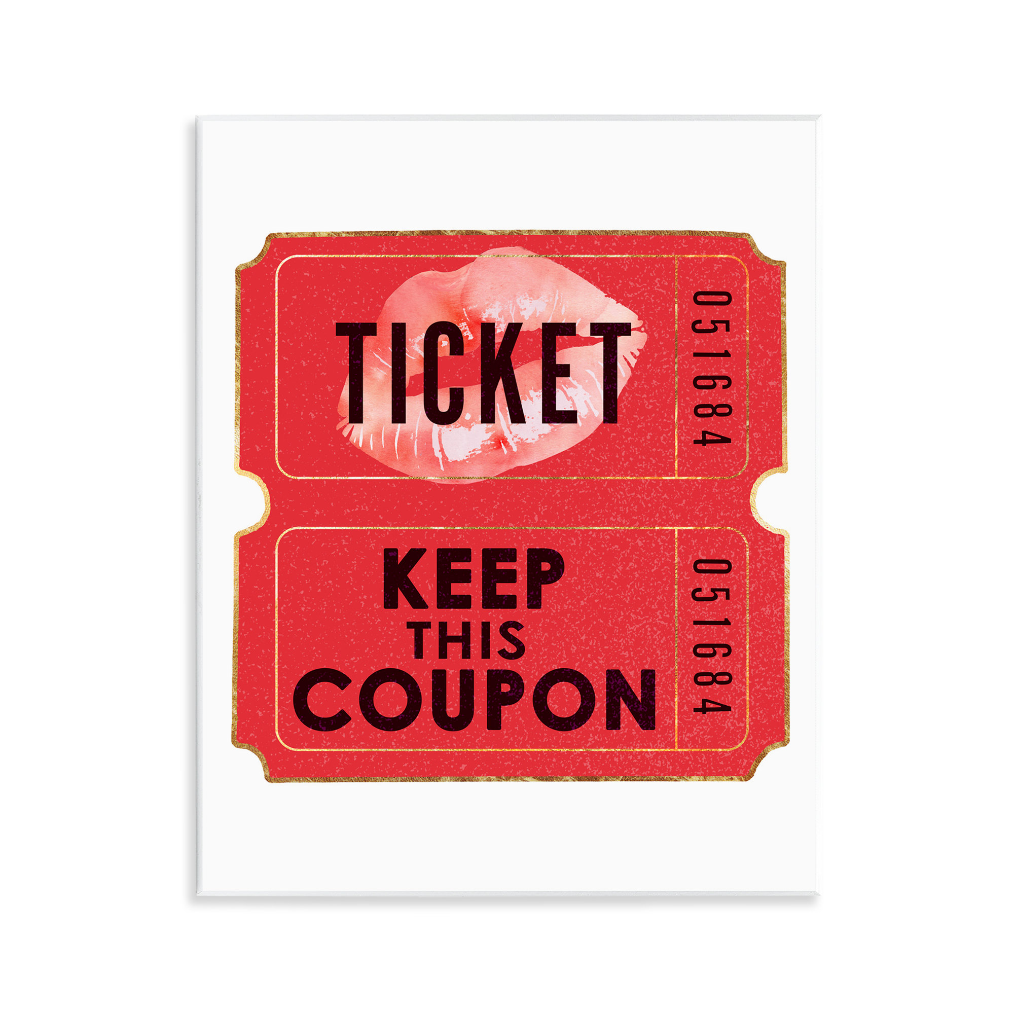 Stupell Industries Glam Kiss Ticket Wall Plaque Art by Ziwei Li | Wayfair