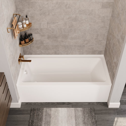 DeerValley 60" x 30" Rectangular Alcove Soaking Acrylic Bathtub with ...