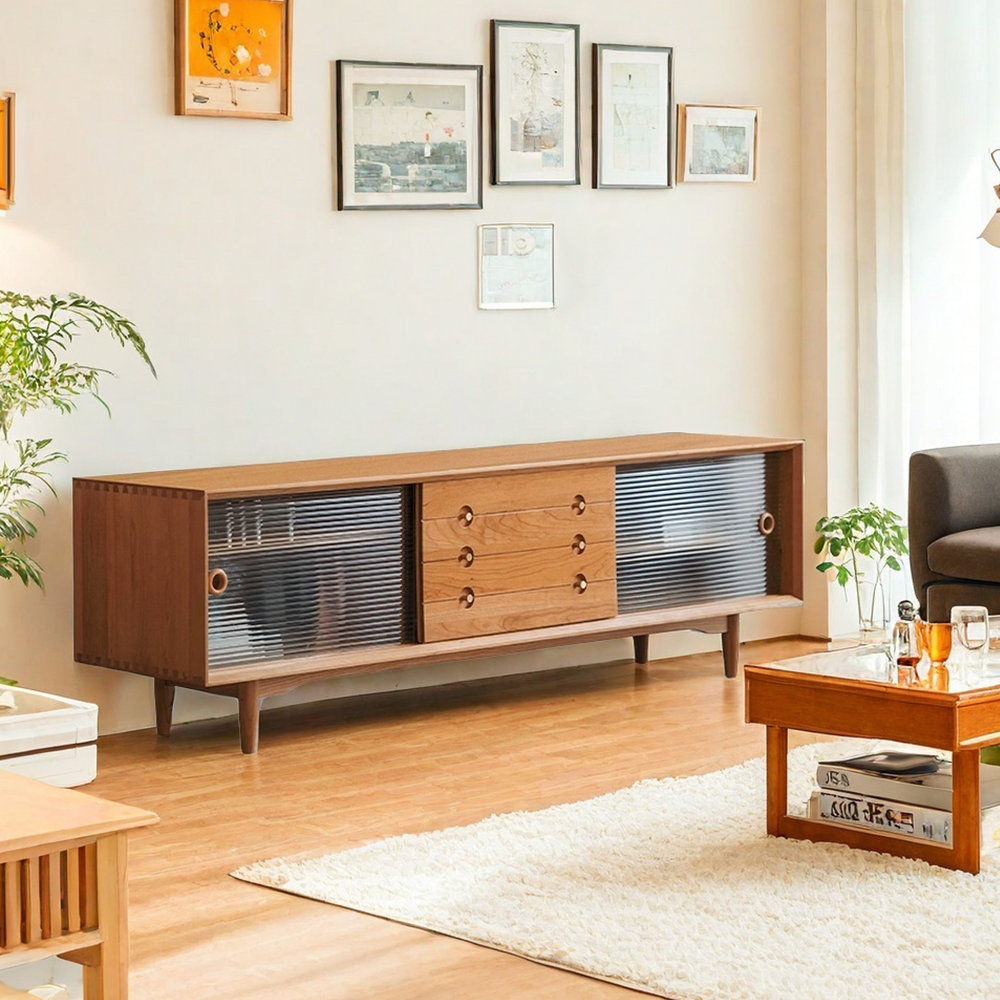 Orxva Galaxy Cherry wood modern simple TV stand | Wayfair