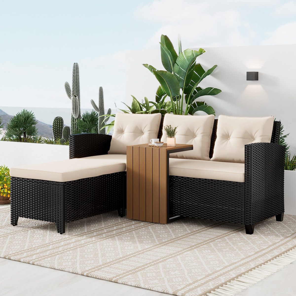 Winston Porter 3-Piece All-Weather PE Wicker Patio Conversation Set ...