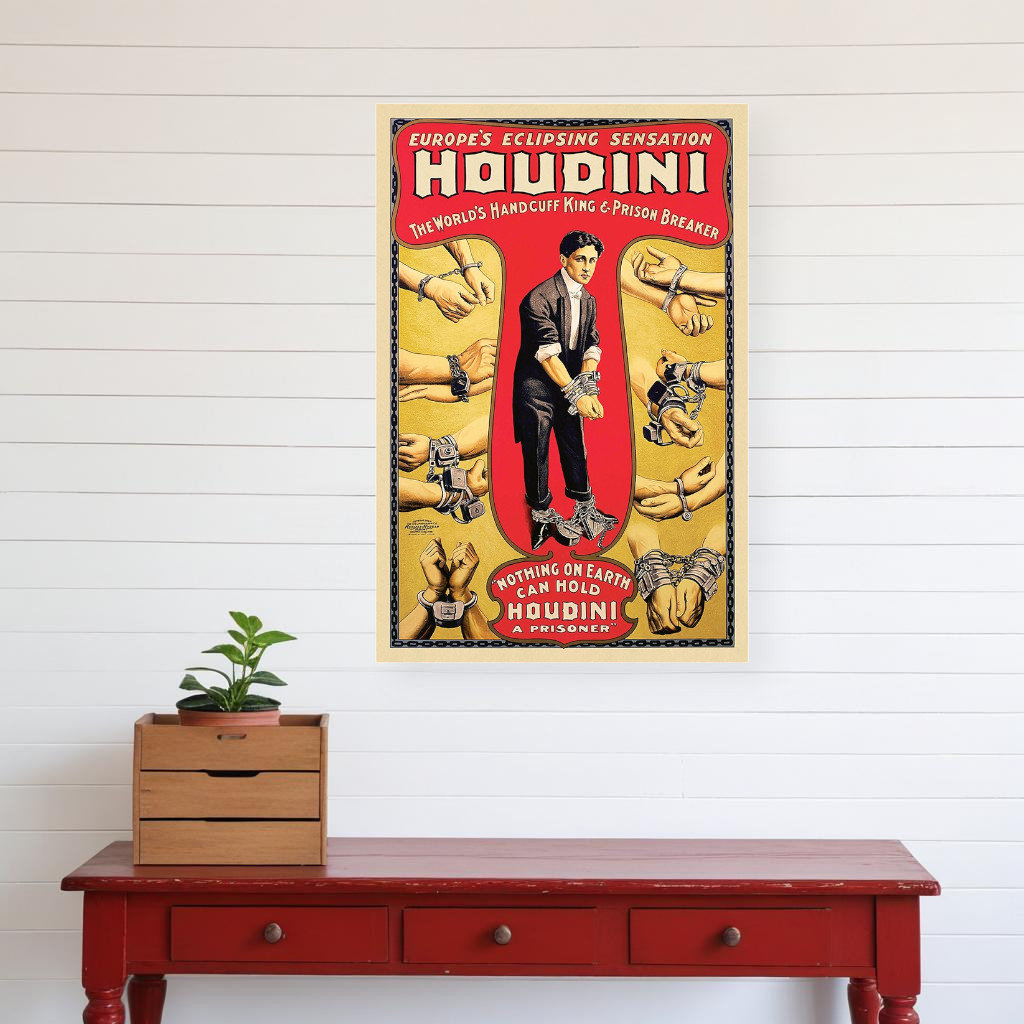 HomeRoots Houdini Handcuff King Vintage Magic Poster Wall Art | Wayfair