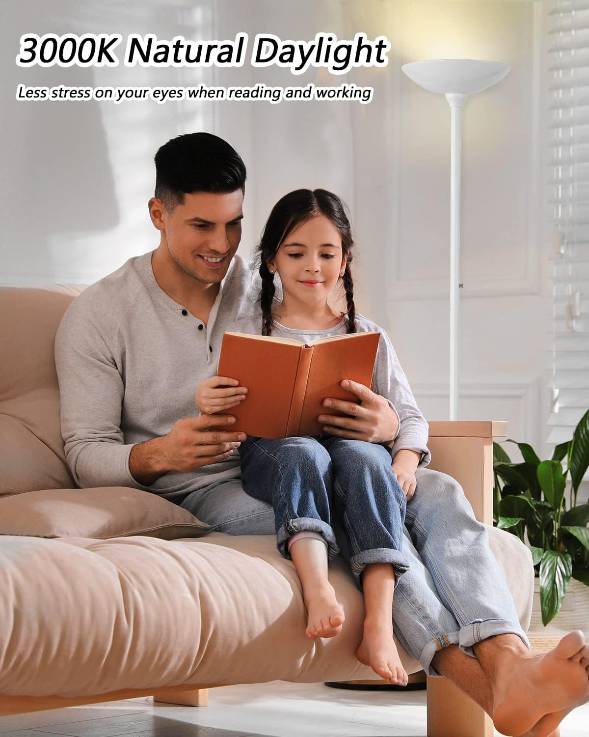 Mercer41 24W Super Bright LED Standing Lamp, 3000K Stepless Dimmable ...