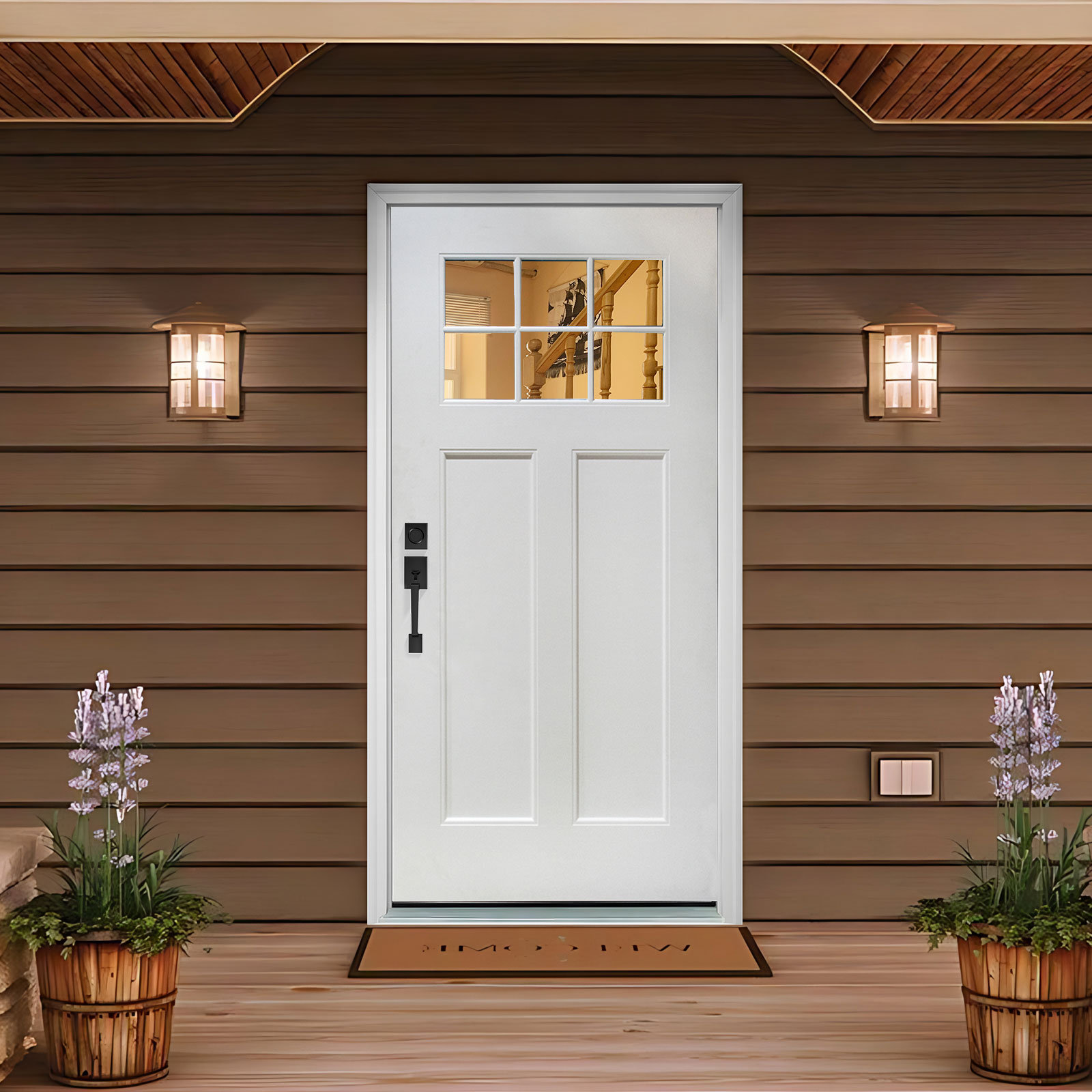 KHSHOW 36*80 Fiberglass Door Knock-Down Primed Entry Door With ...