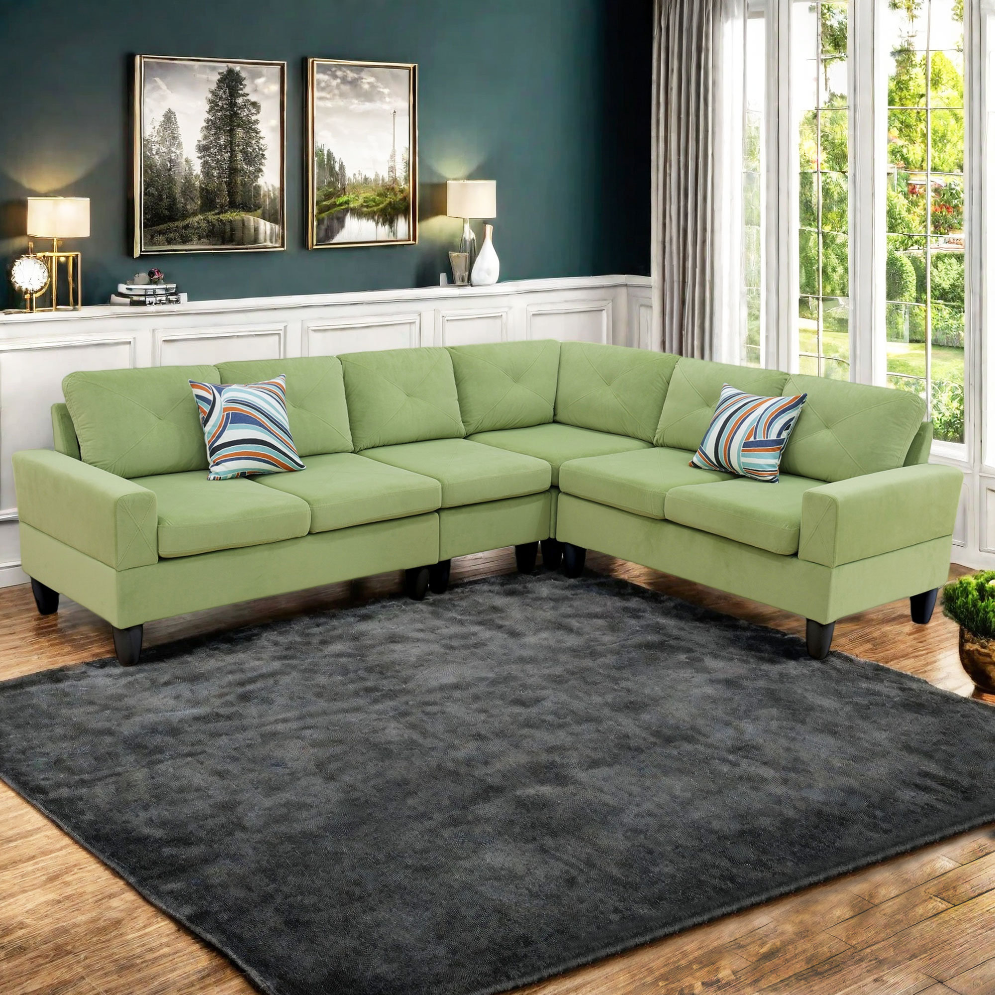 Ebern Designs Dendrobium Calico 4-piece Living Room Sofa Set – Solid ...