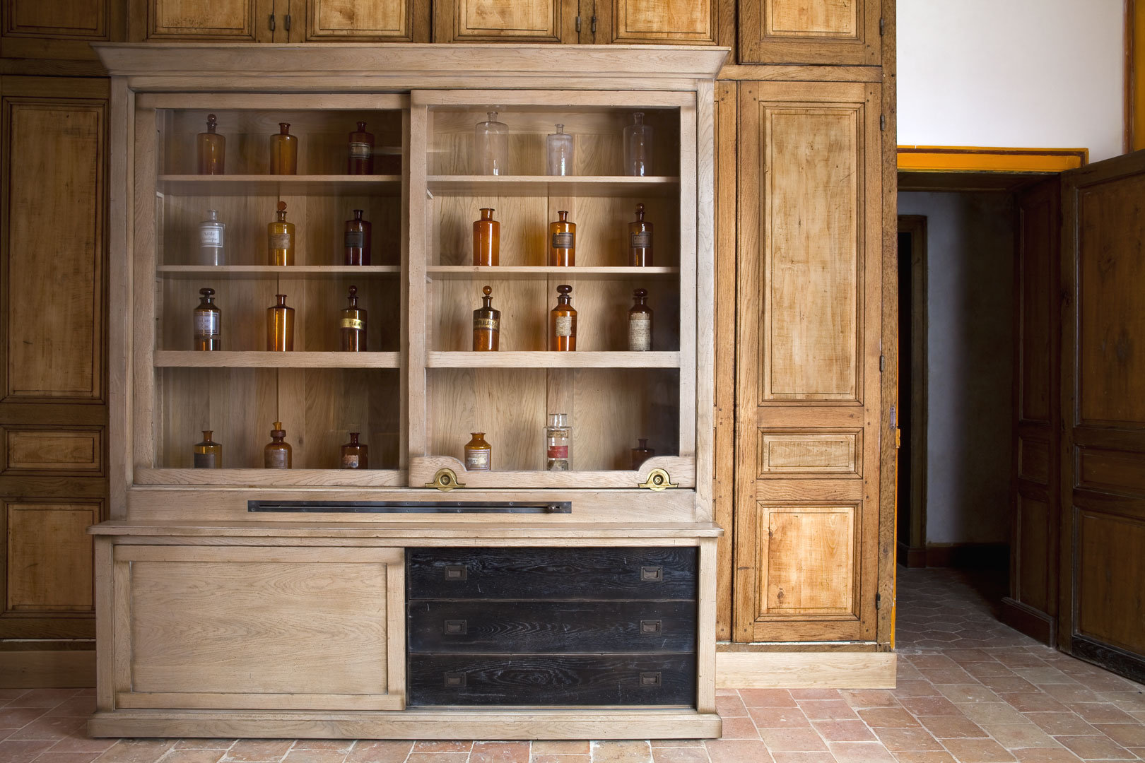 Michel Ferrand Horloger 90.6" H x 85" W Solid Wood Library Bookcase ...