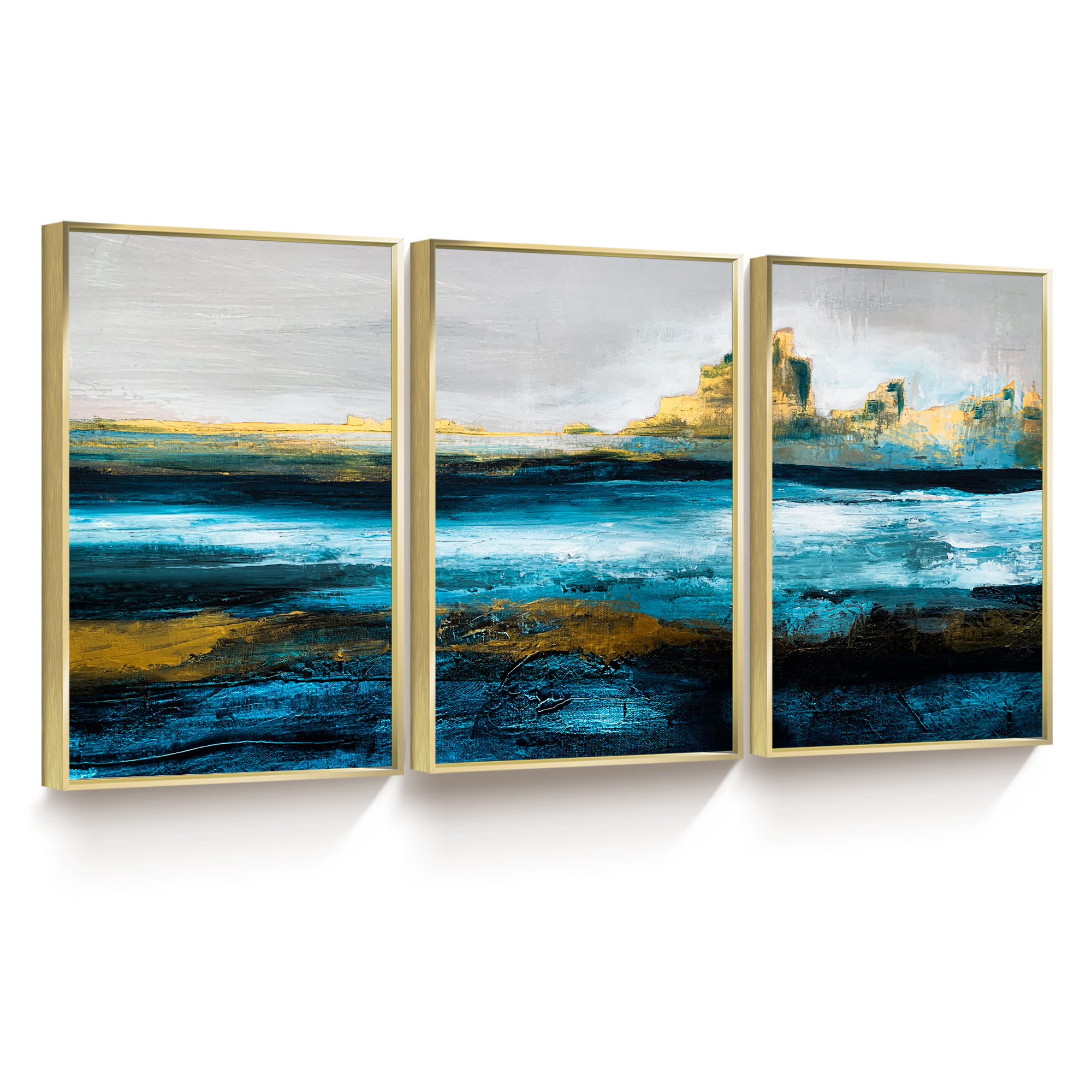 Mercer41 Abstract Framed Wall Art - 3 Piece Picture Aluminum Frame ...