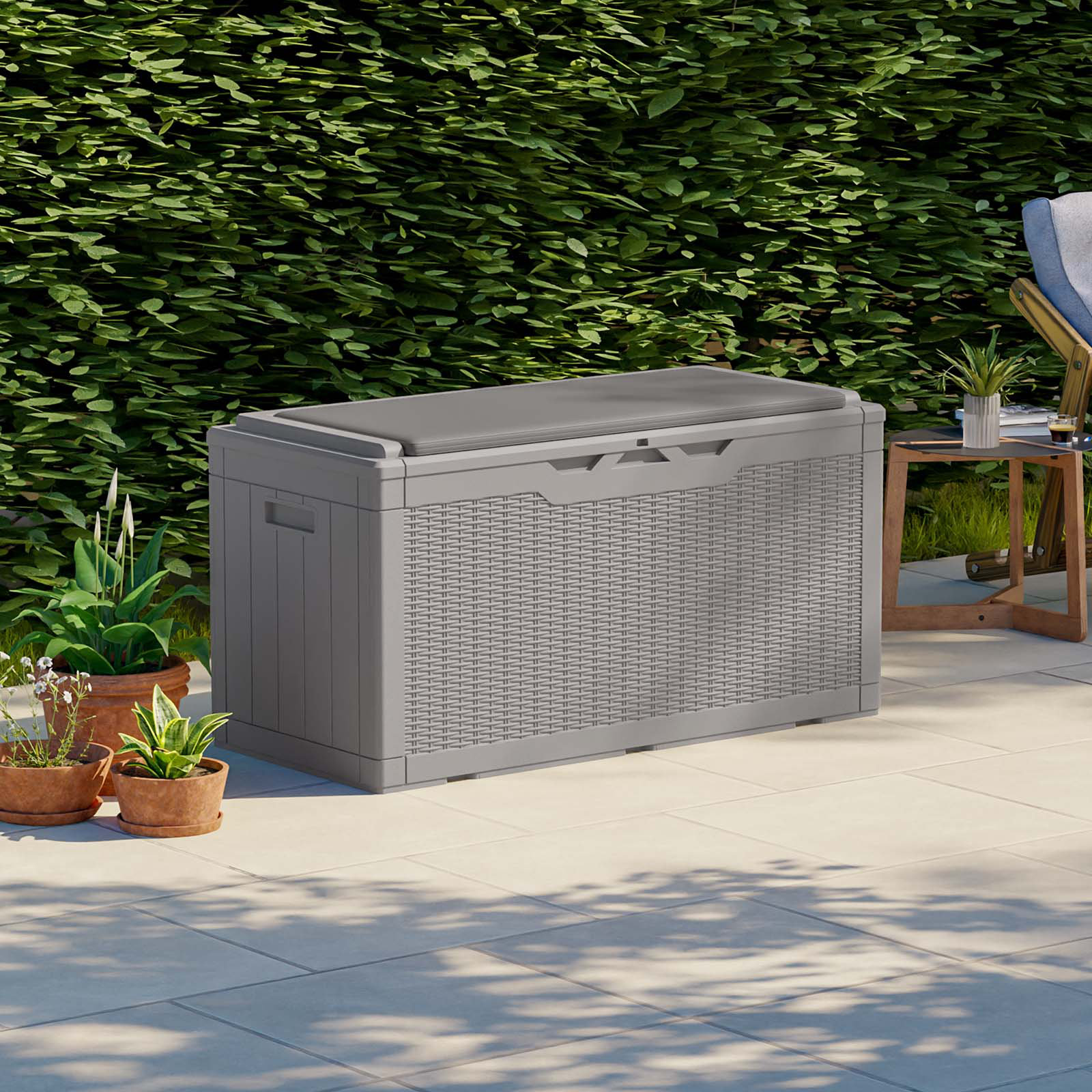 Patiowell 100 Gallons Water Resistant Resin Lockable Deck Box with ...