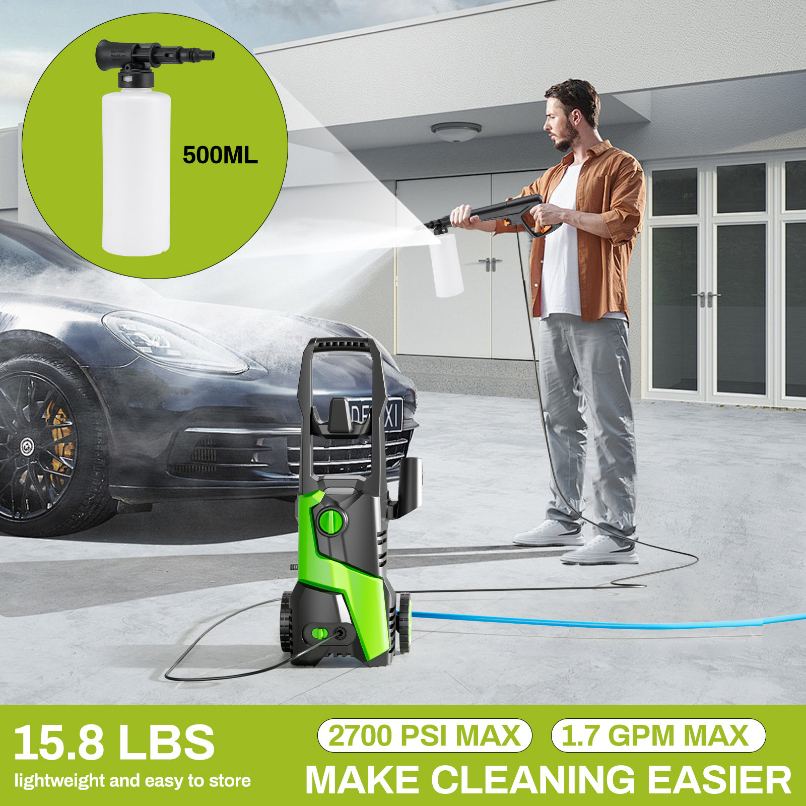 Pirecart Electric Pressure Washer, Power Cleaning Machine W/Anti ...